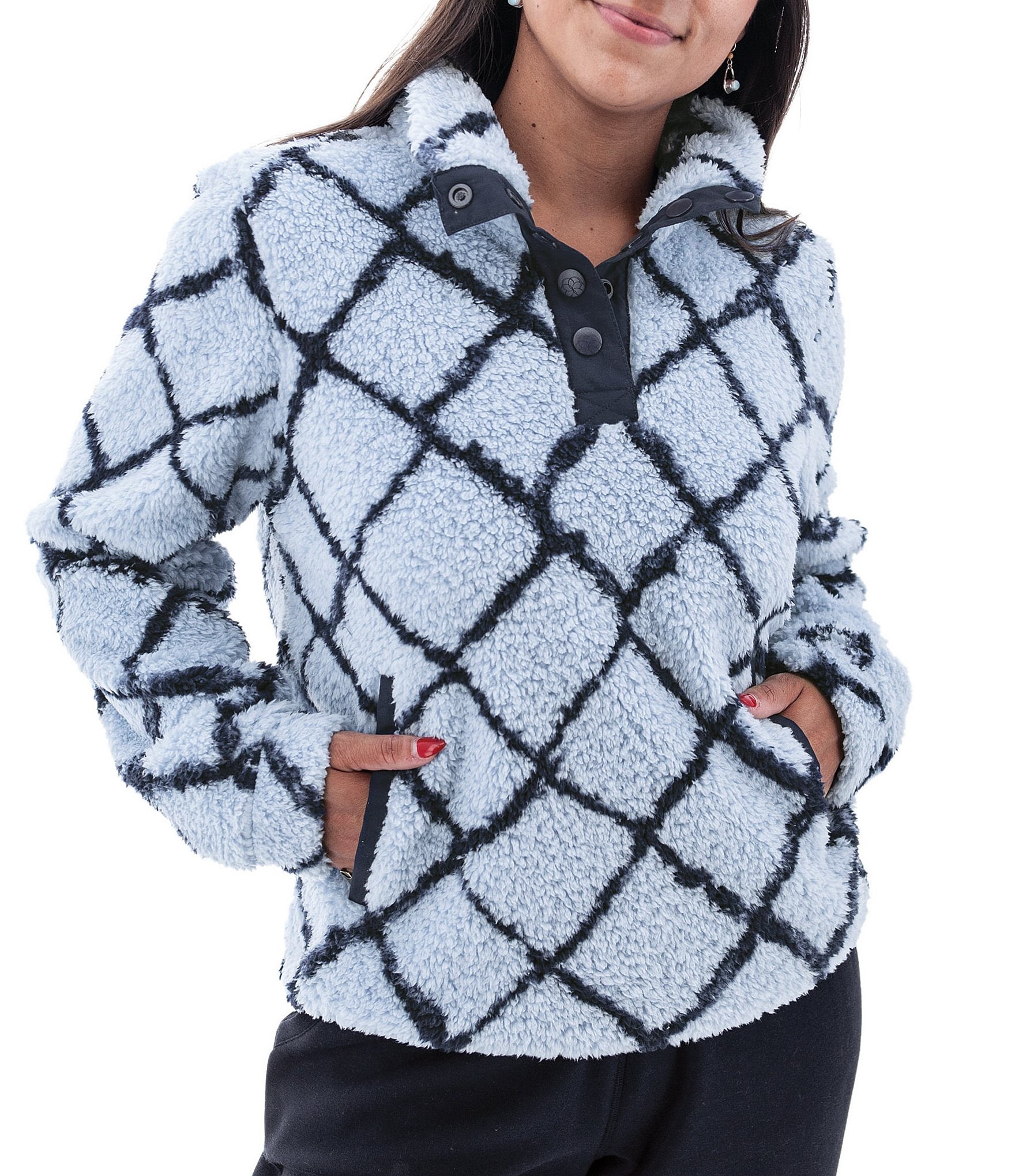 Aventura Fusion Diamond Pattern Fleece Collared Pullover | Dillard's
