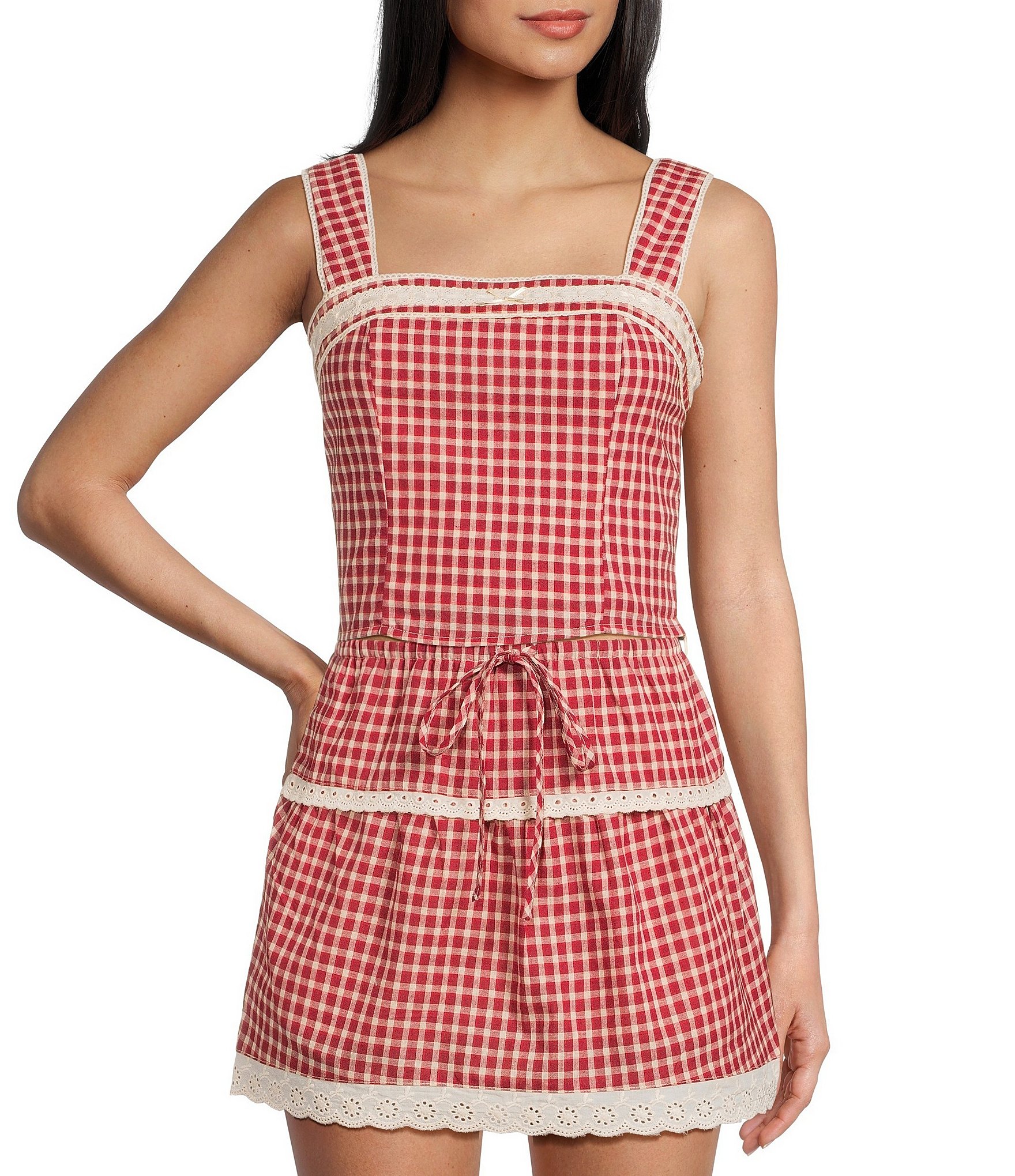Bailey Rose Red Gingham Sleeveless Coordinating Tank Top | Dillard's