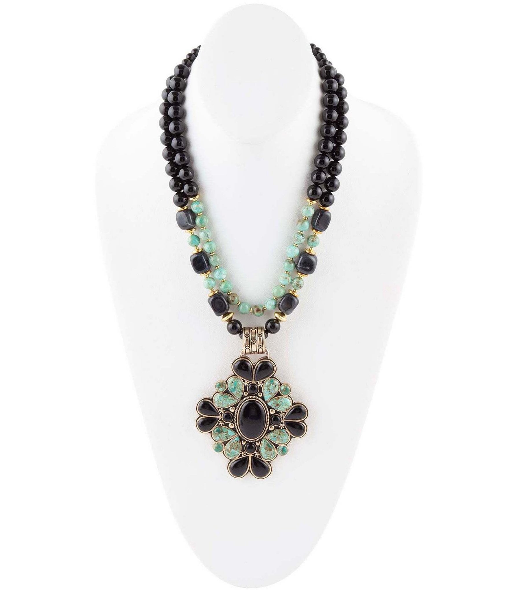 Barse Genuine Turquoise and Onyx Statement Necklace | Dillard's