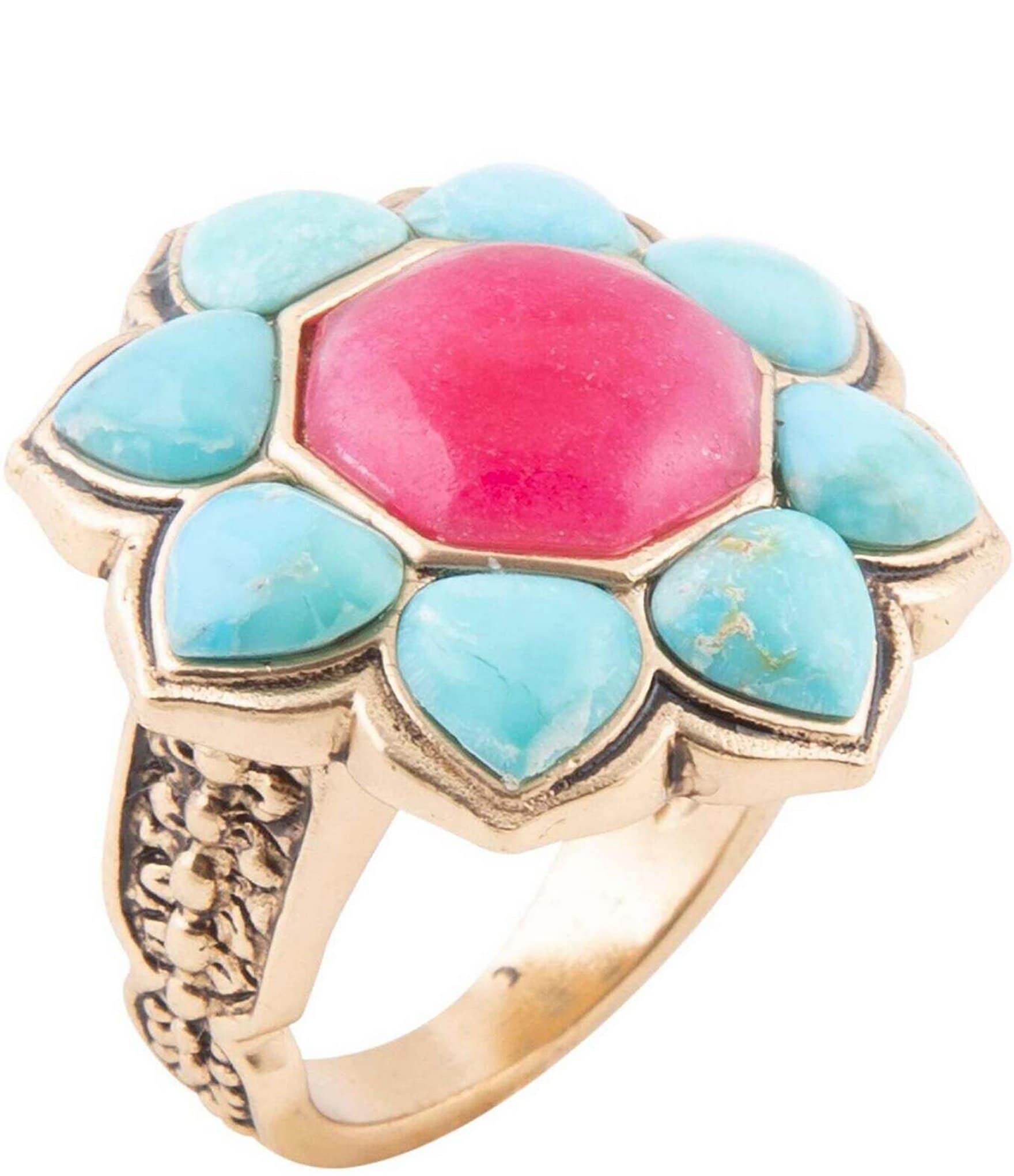 Barse Genuine Turquoise and Raspberry Quartz Statement Ring | Dillard's