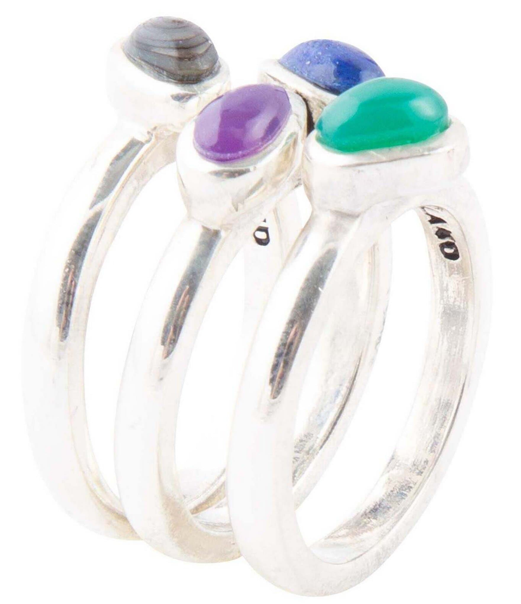 Barse Sterling Silver and Agate Genuine Stone Stacked Ring | Dillard's