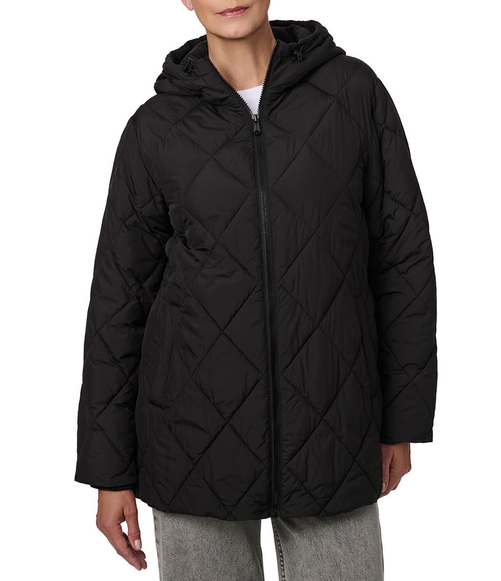 Bernardo Diamond Quilt Hooded Packable Zip Front Puffer Jacket | Dillard's