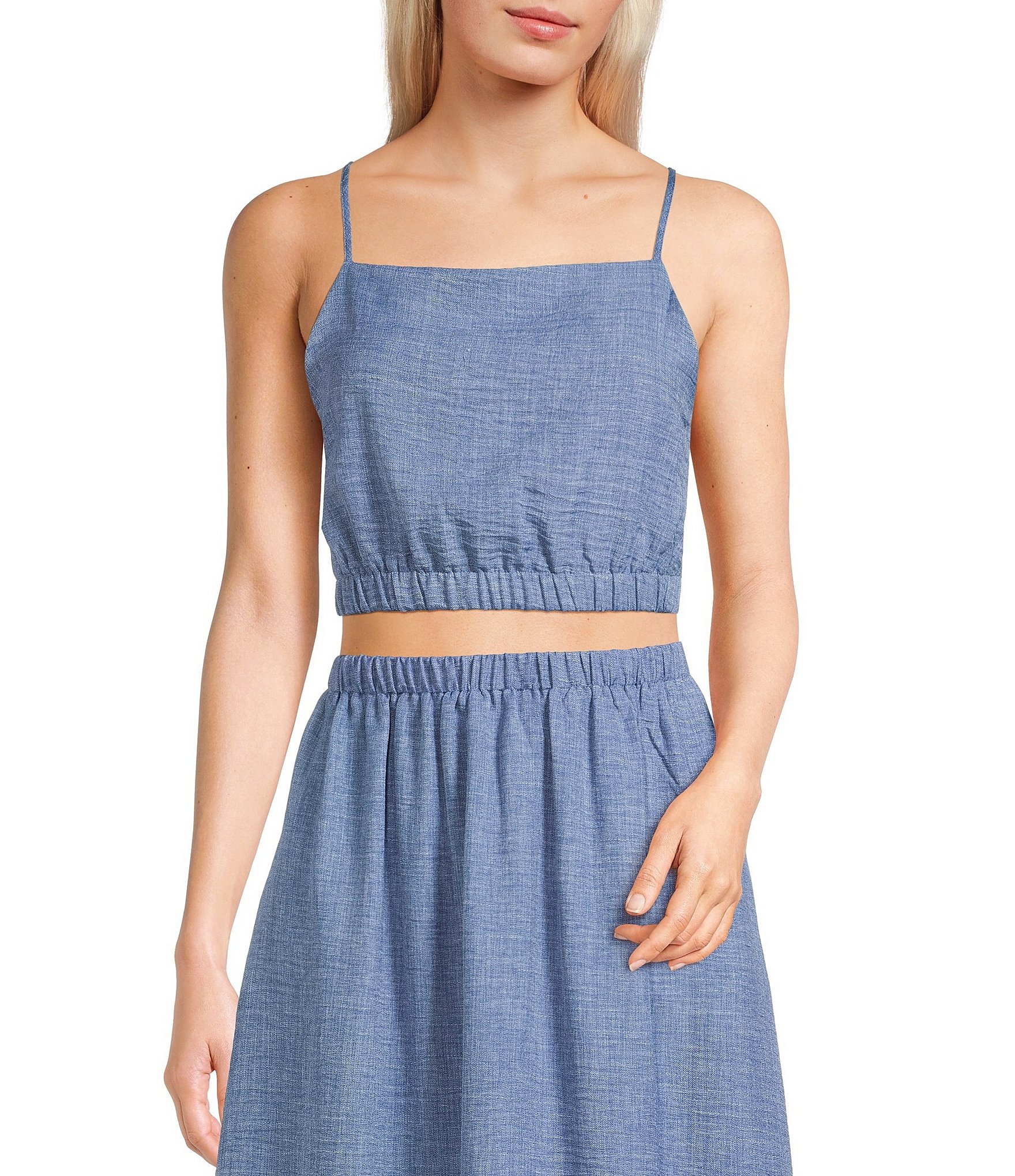 Blu Pepper Square Neck Cropped Coordinating Tank Top | Dillard's