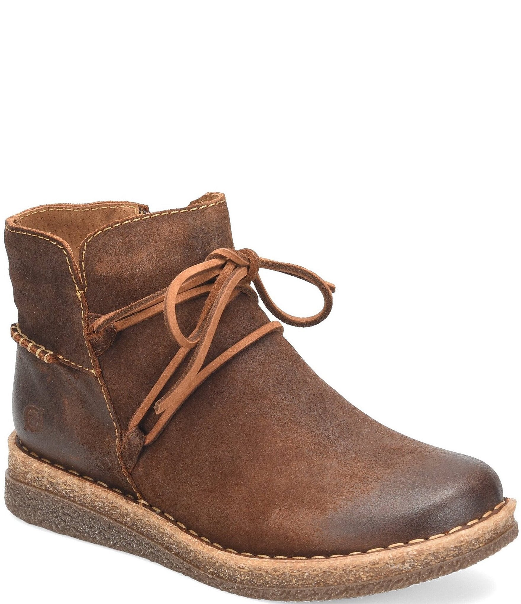Born Calyn Distressed Leather Lace Ankle Booties | Dillard's