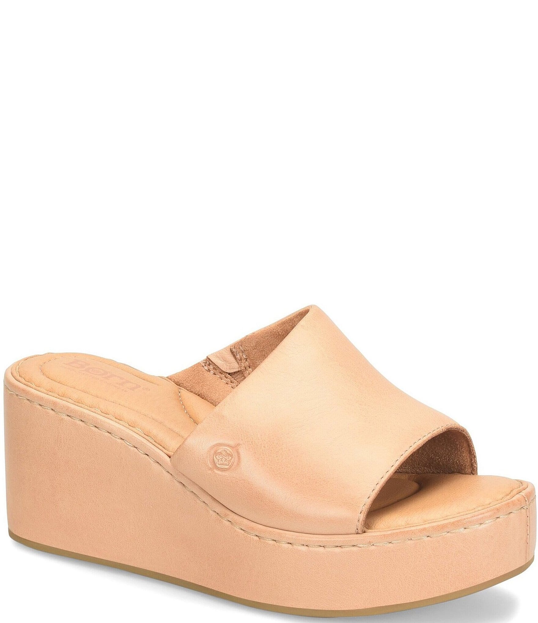 Born Shilo Leather Platform Wedge Slides | Dillard's