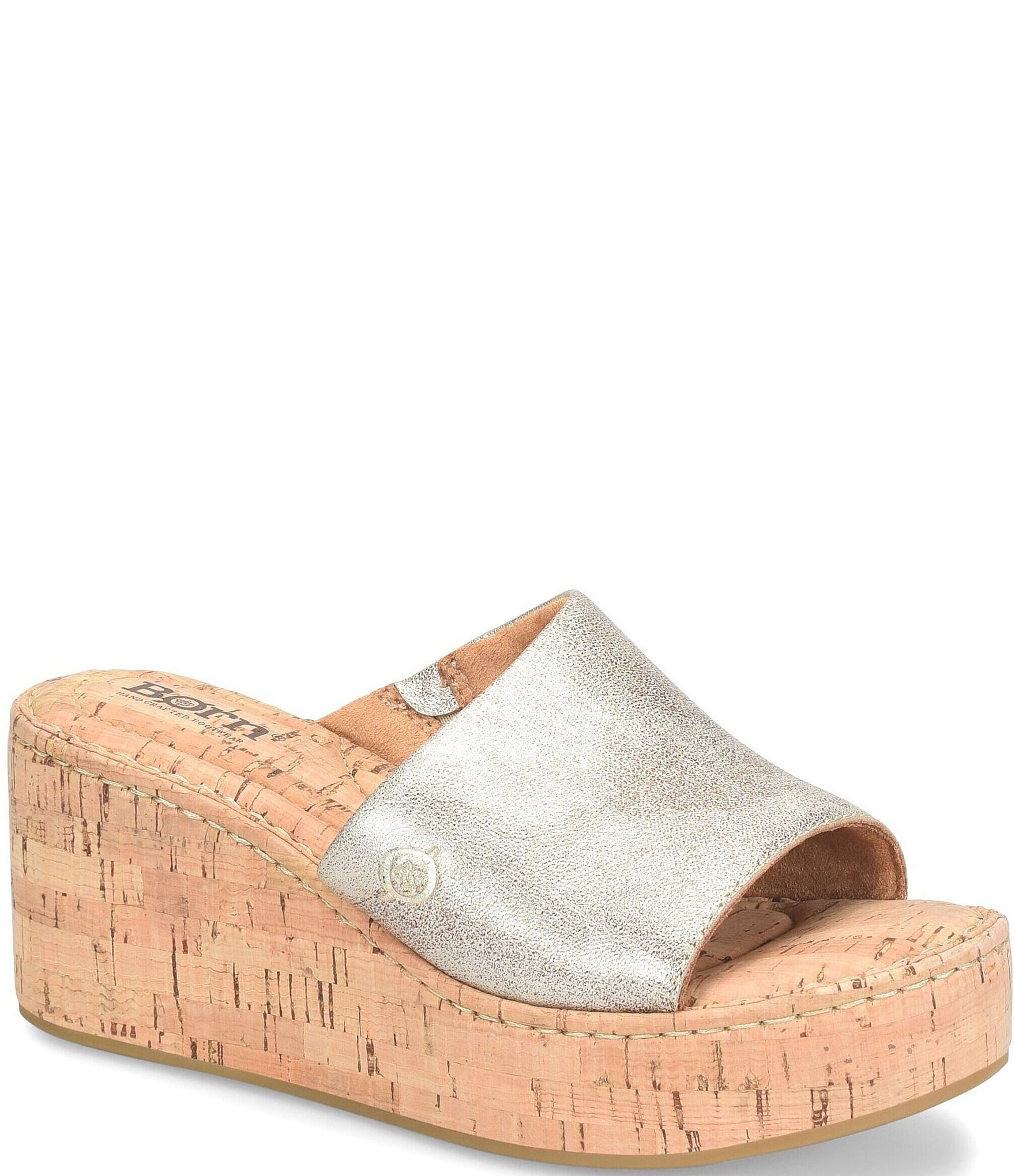 Born Shilo Metallic Leather Platform Wedge Slides | Dillard's