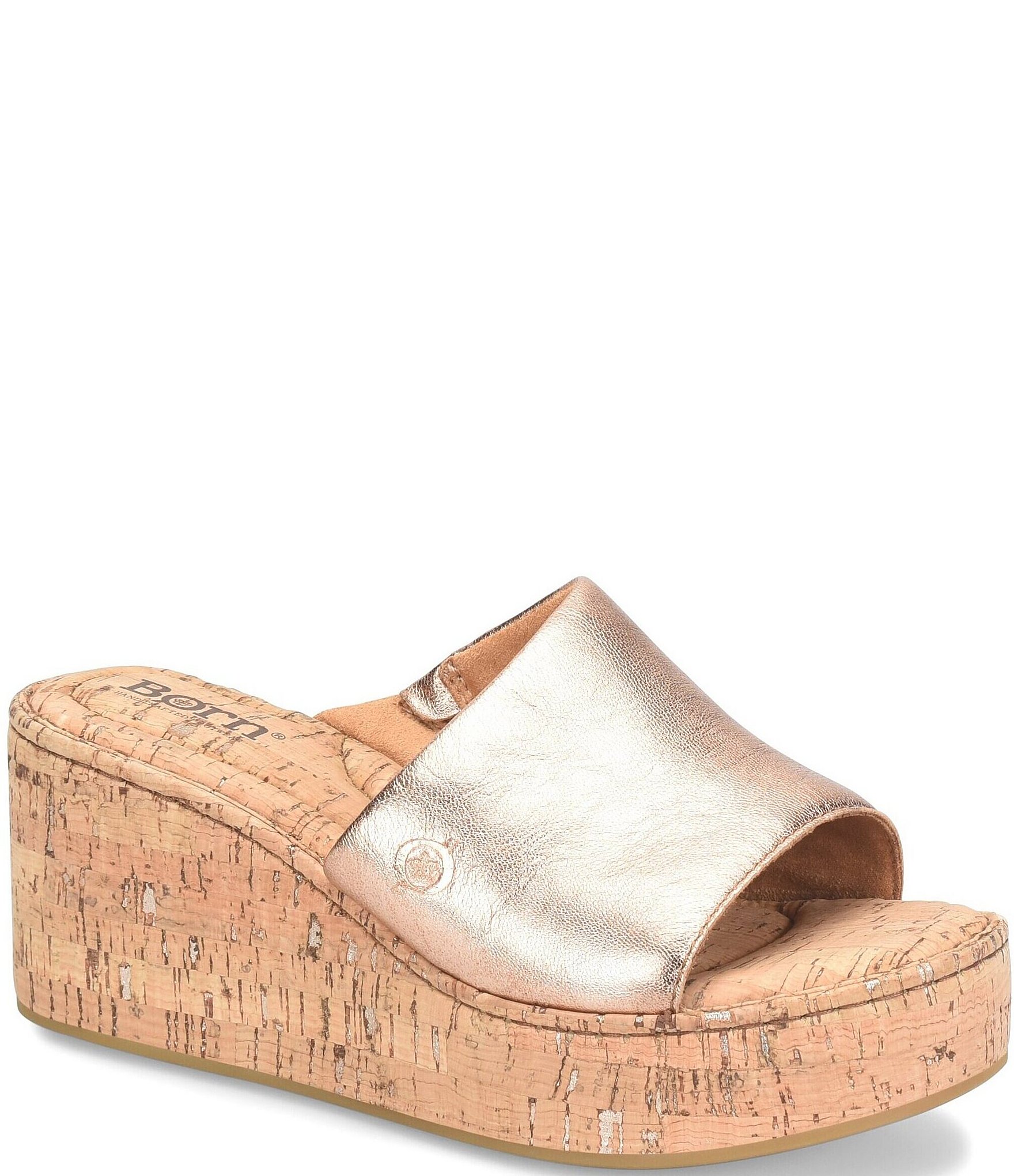 Born Shilo Metallic Leather Platform Wedge Slides | Dillard's