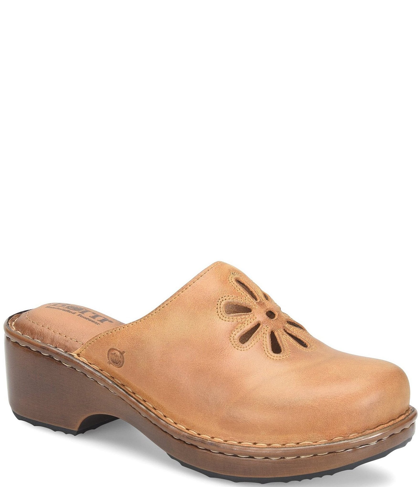 Born Torry Leather Flower Cut Out Clogs | Dillard's