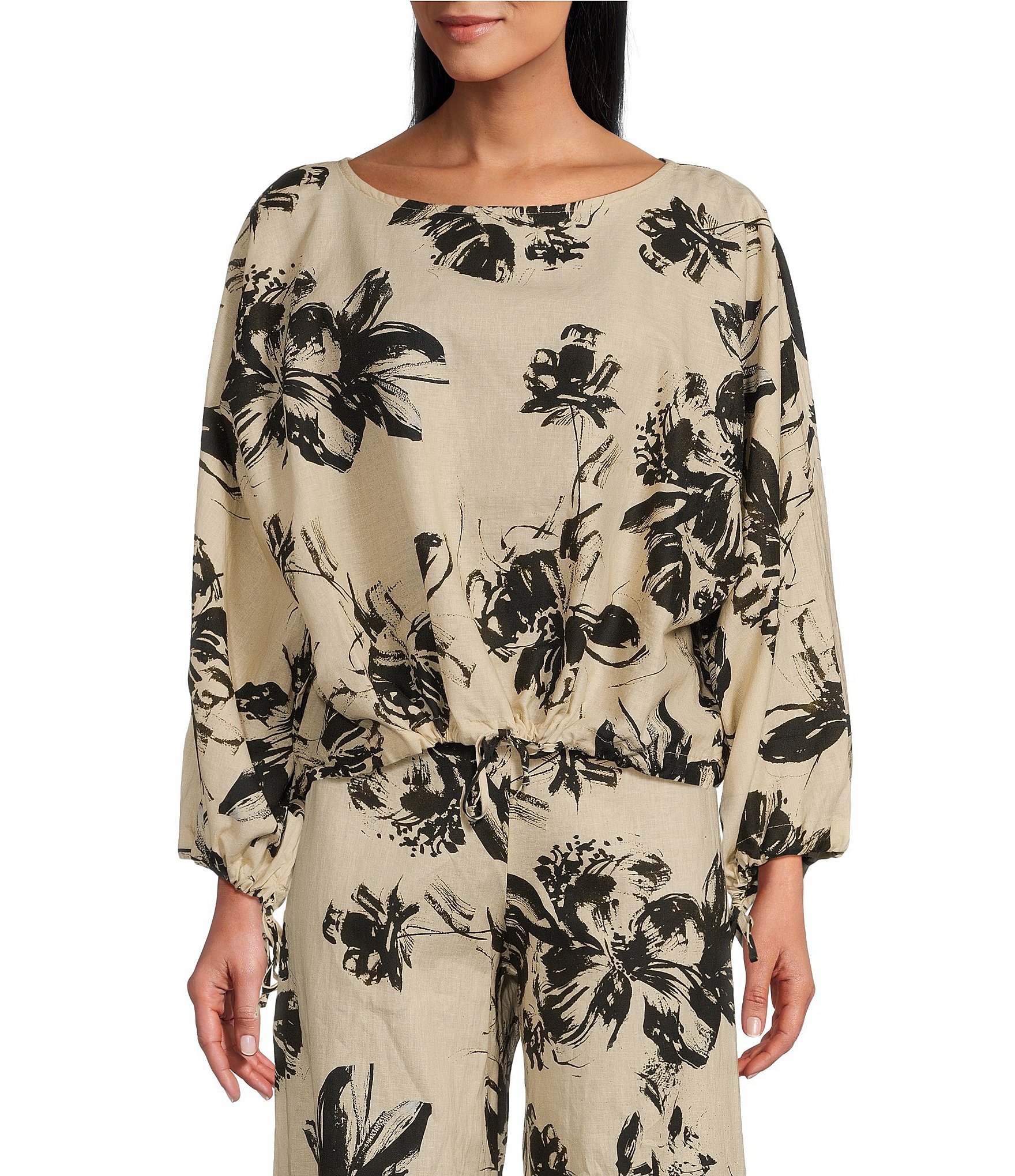 Bryn Walker Floral Print Boat Neck Long Sleeve Gianna Coordinating