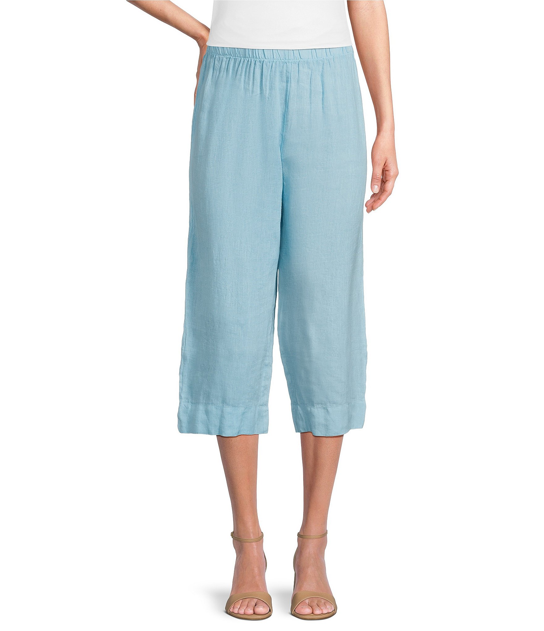 Bryn Walker Light Linen Straight Leg Pull-On Cropped Pants | Dillard's