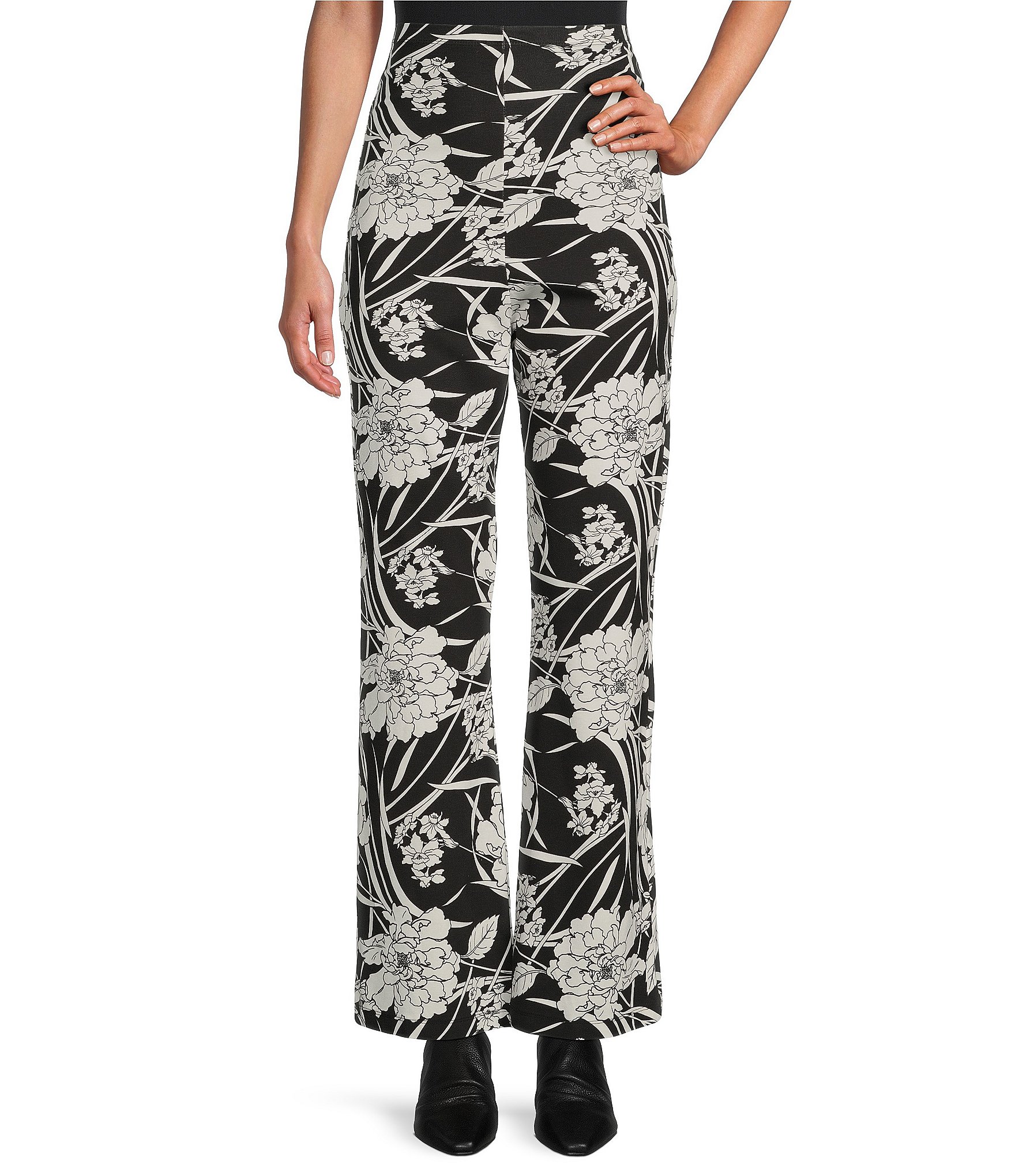 Bryn Walker Modal Ponti Floral Print High Waist Flare Leg Pants | Dillard's