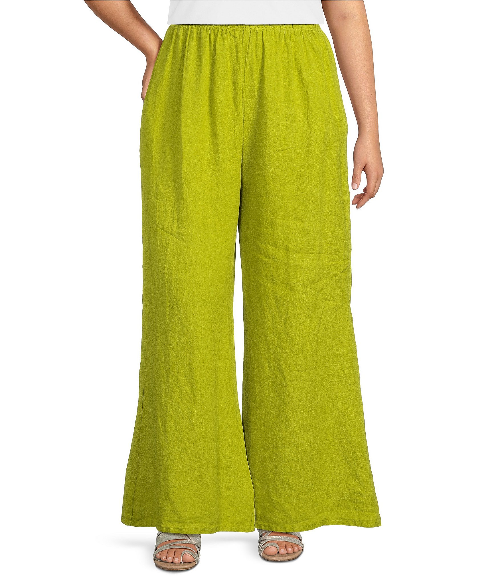 Bryn Walker Plus Size Osca Linen Wide Leg Pull-On Pant | Dillard's