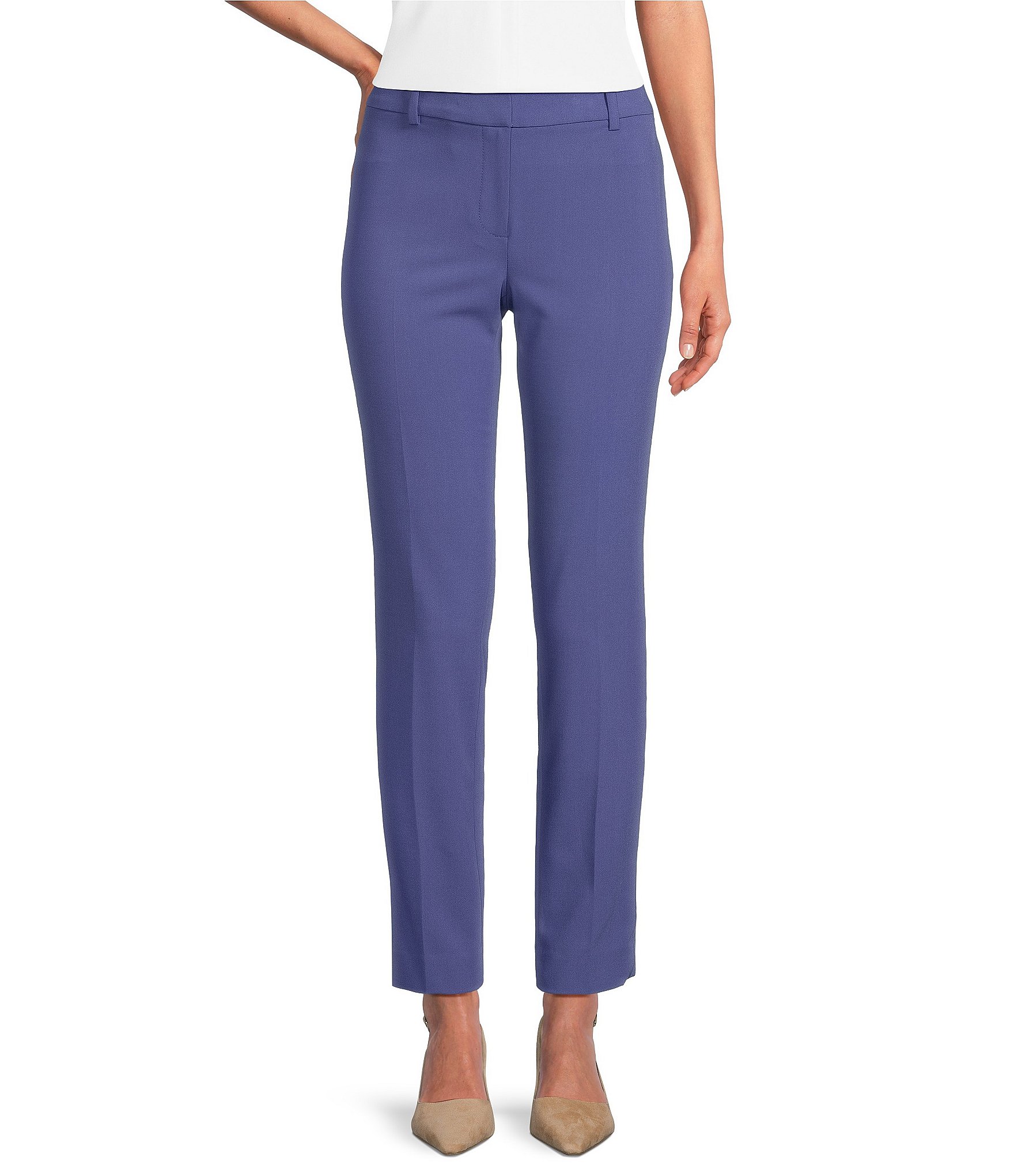 Calvin Klein Solid Lux Flat Front Slim Leg Pants | Dillard's