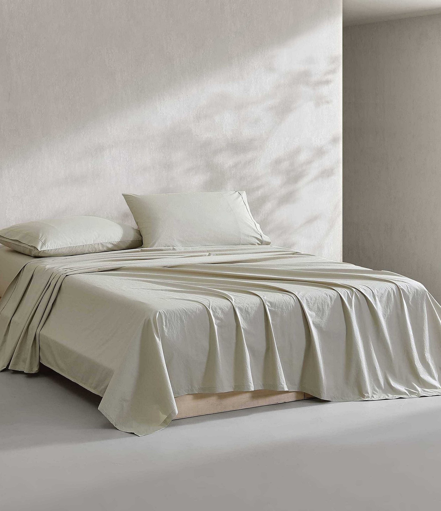 Calvin Klein Solid Washed Cotton Percale Sheet Set | Dillard's