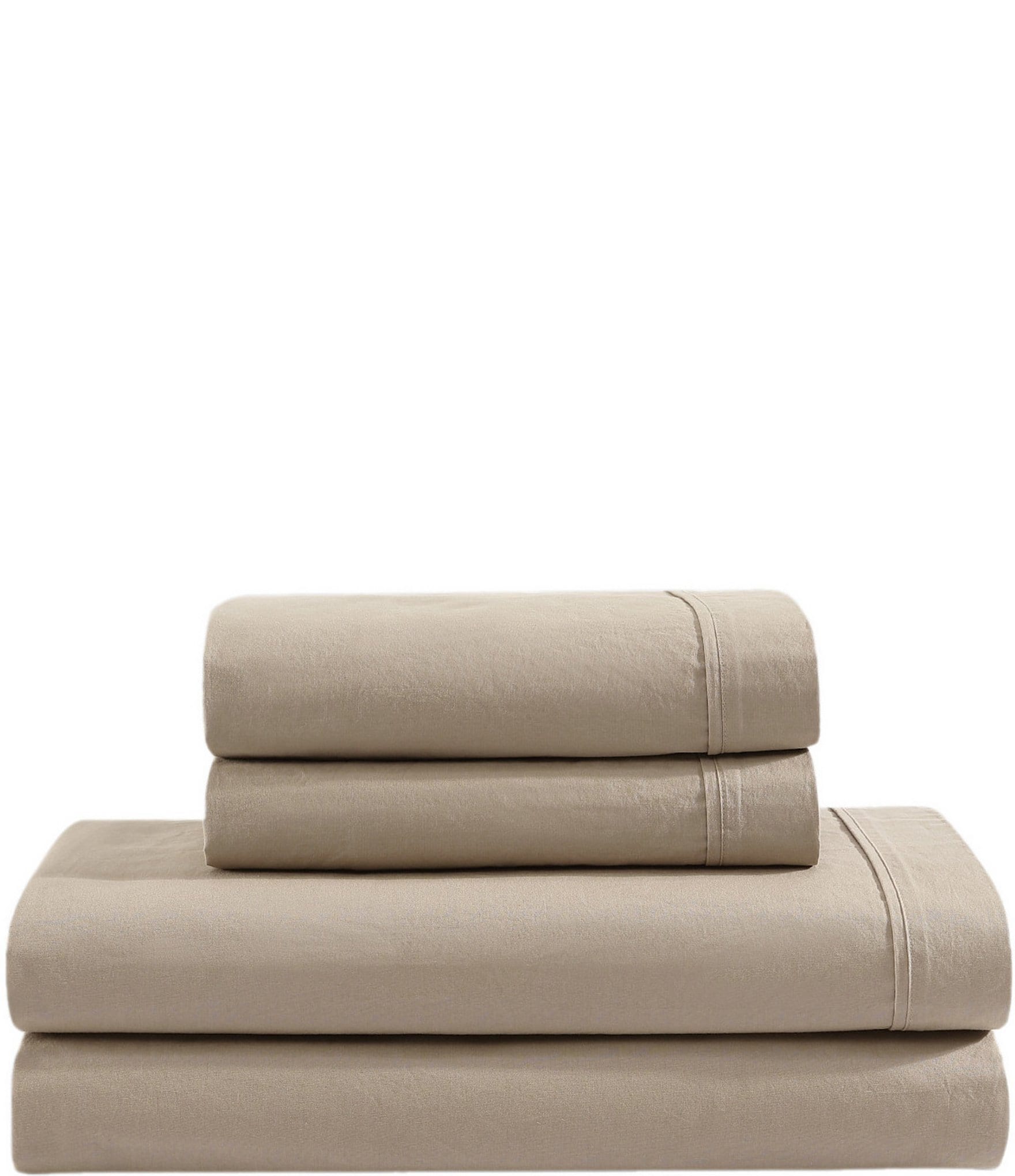 Calvin Klein Solid Washed Cotton Percale Sheet Set | Dillard's