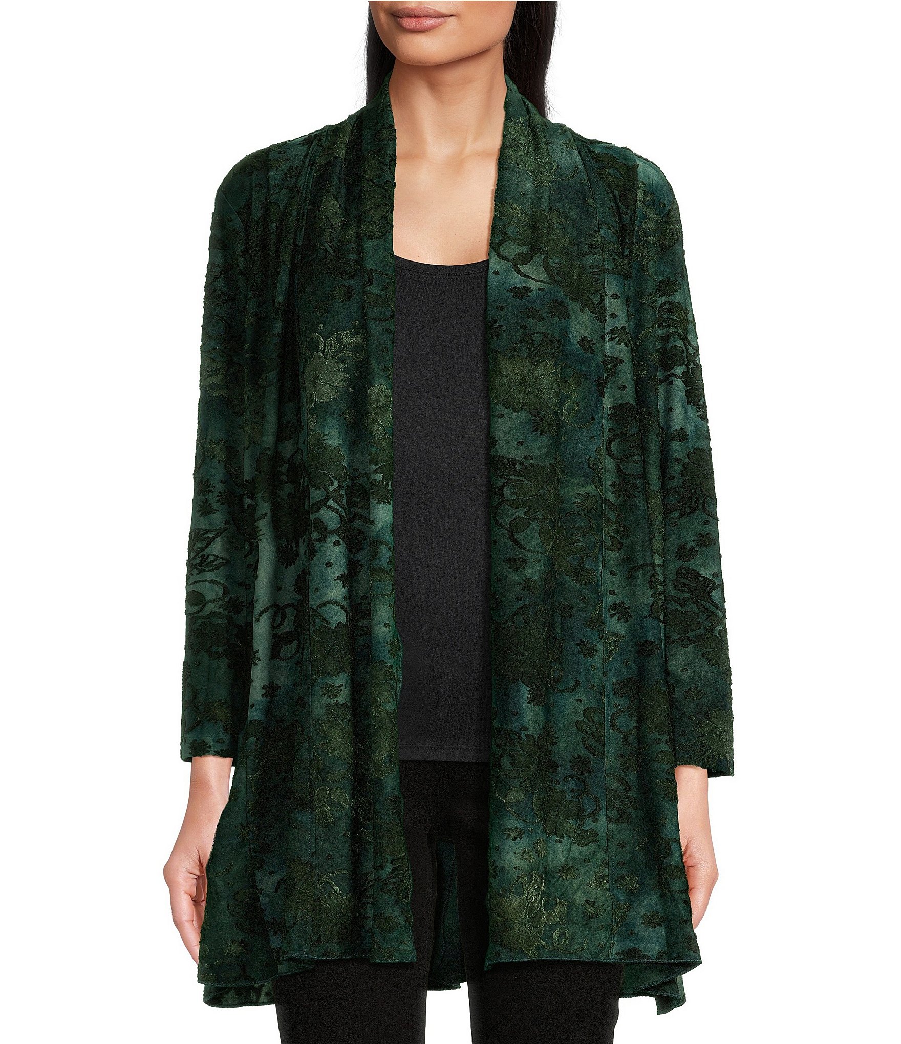 Carolee Knit Tie-Dye Open 3/4 Sleeve Cardigan | Dillard's