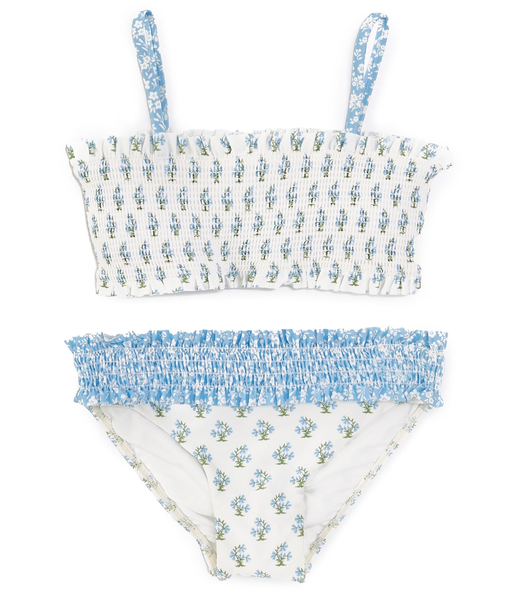 Chelsea And Violet Big Girls 7 16 Smocked Bralette Two Piece Swimsuit