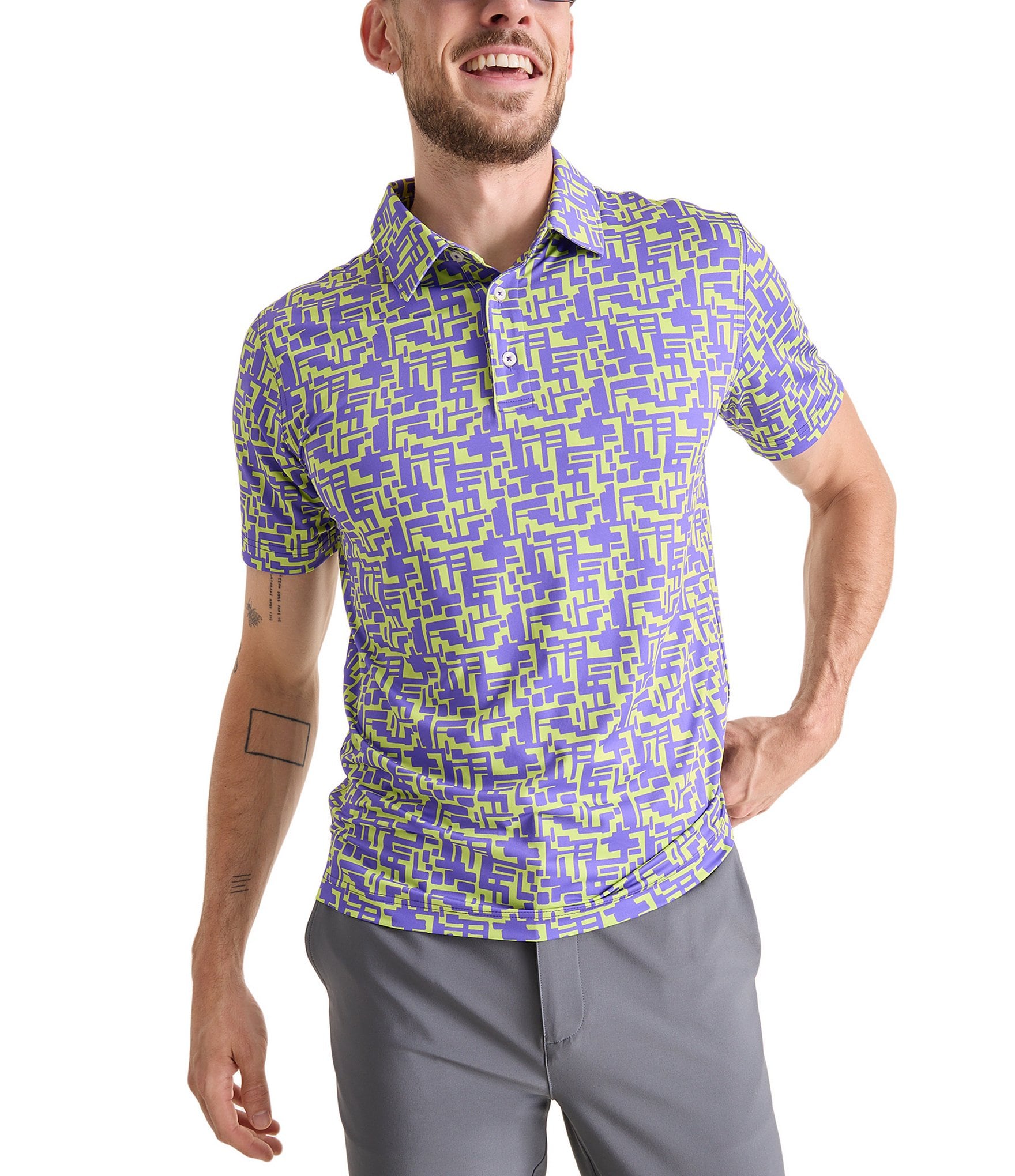 Chubbies Short Sleeve Pixel Power Printed Performance Polo Shirt ...