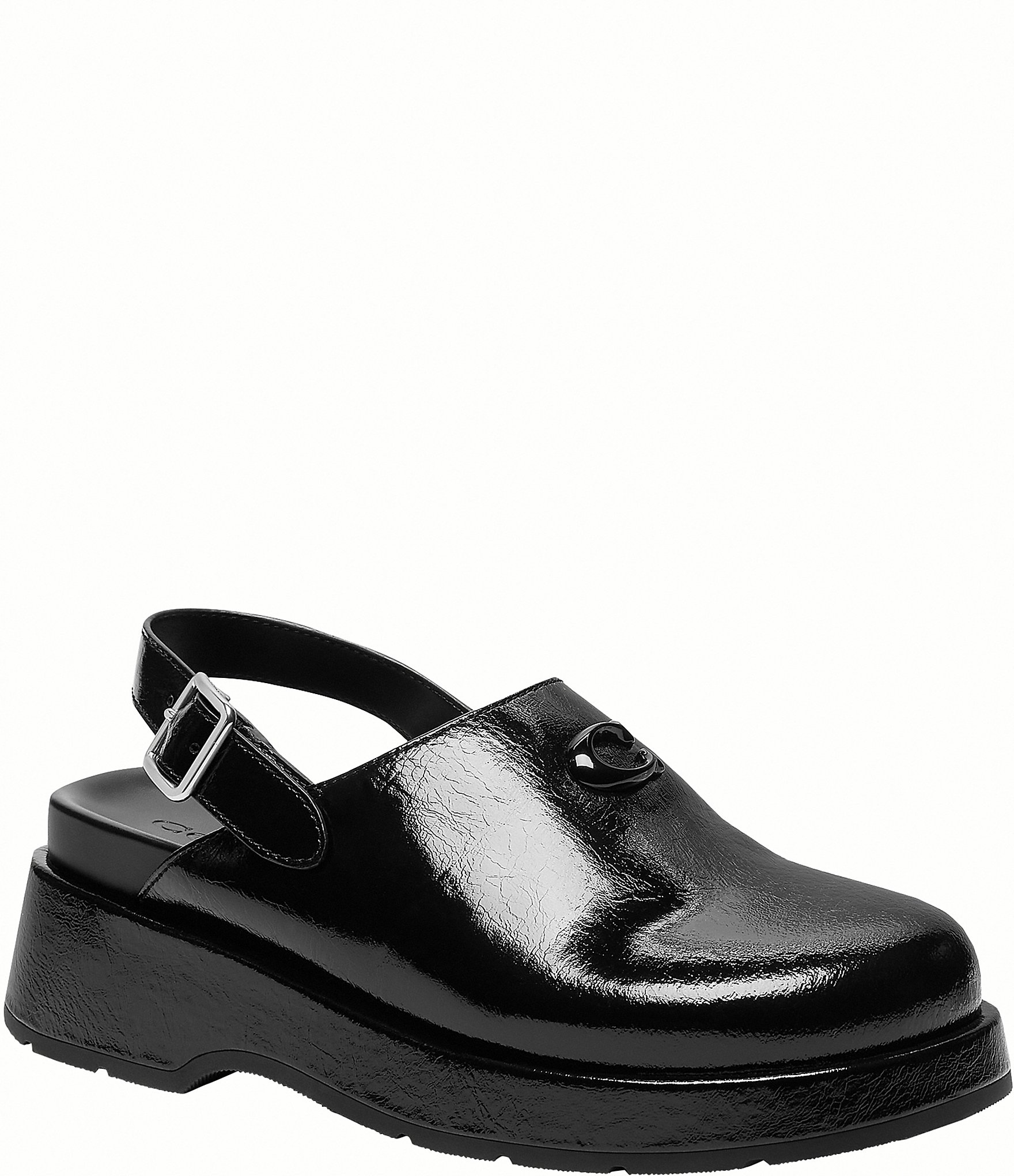COACH Sculpted C Glazed Leather Slingback Platform Clogs | Dillard's