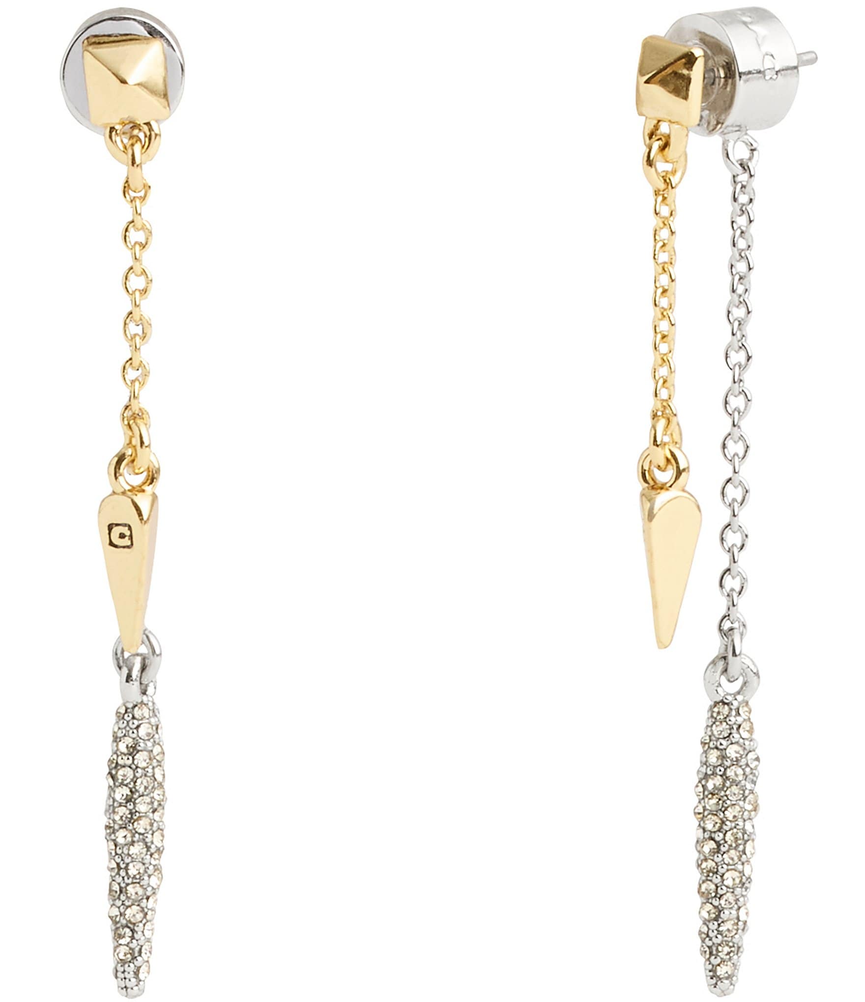 COACH Signature Pav Spike Front Back Earrings | Dillard's
