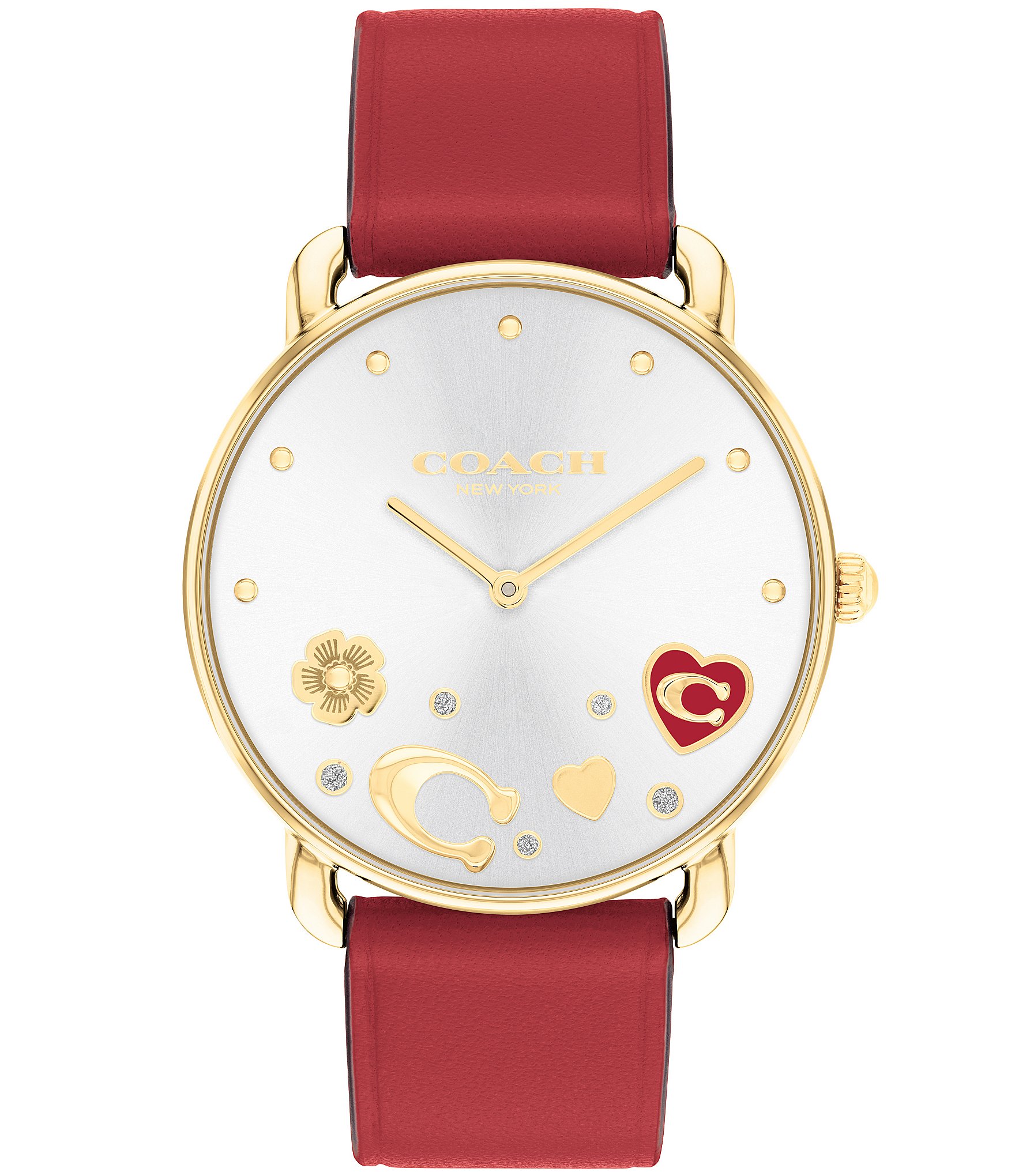 COACH Women's Elliot Quartz Analog Red Leather Strap Watch | Dillard's