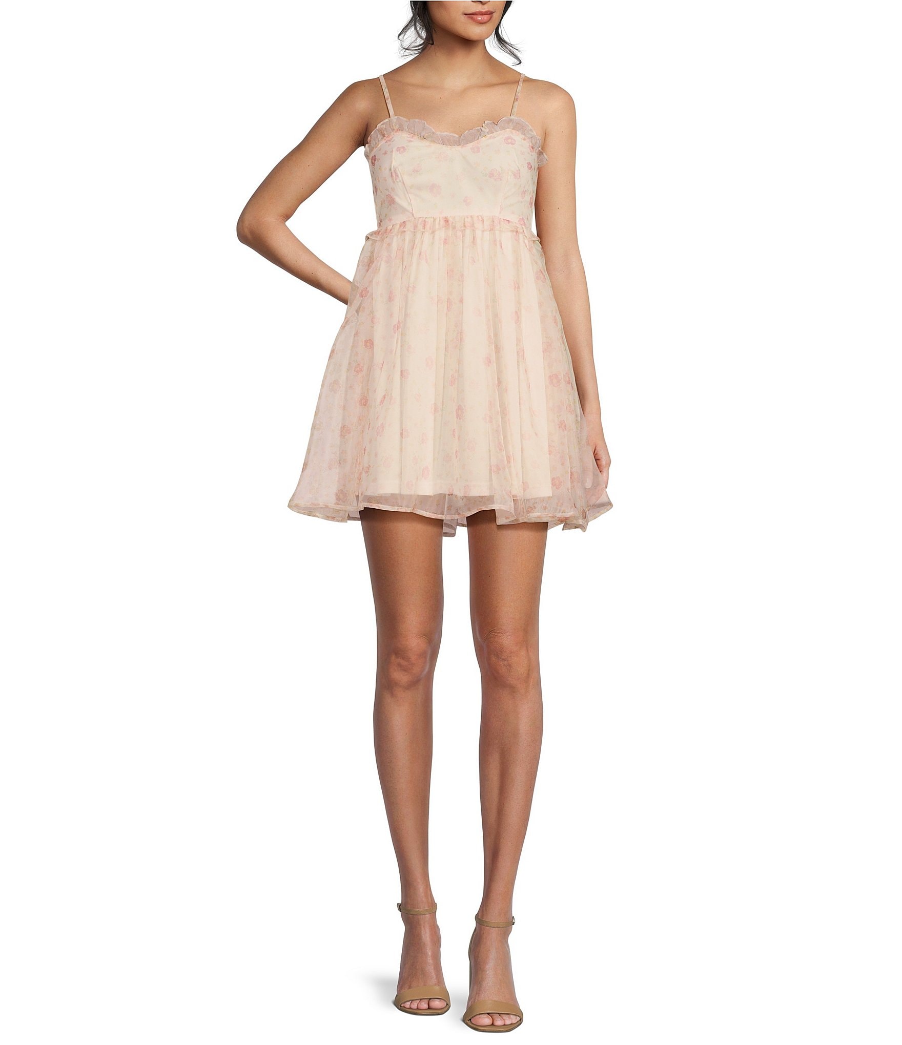 Coco Jaimeson Sweetheart Printed Organza Puff Dress Dillards