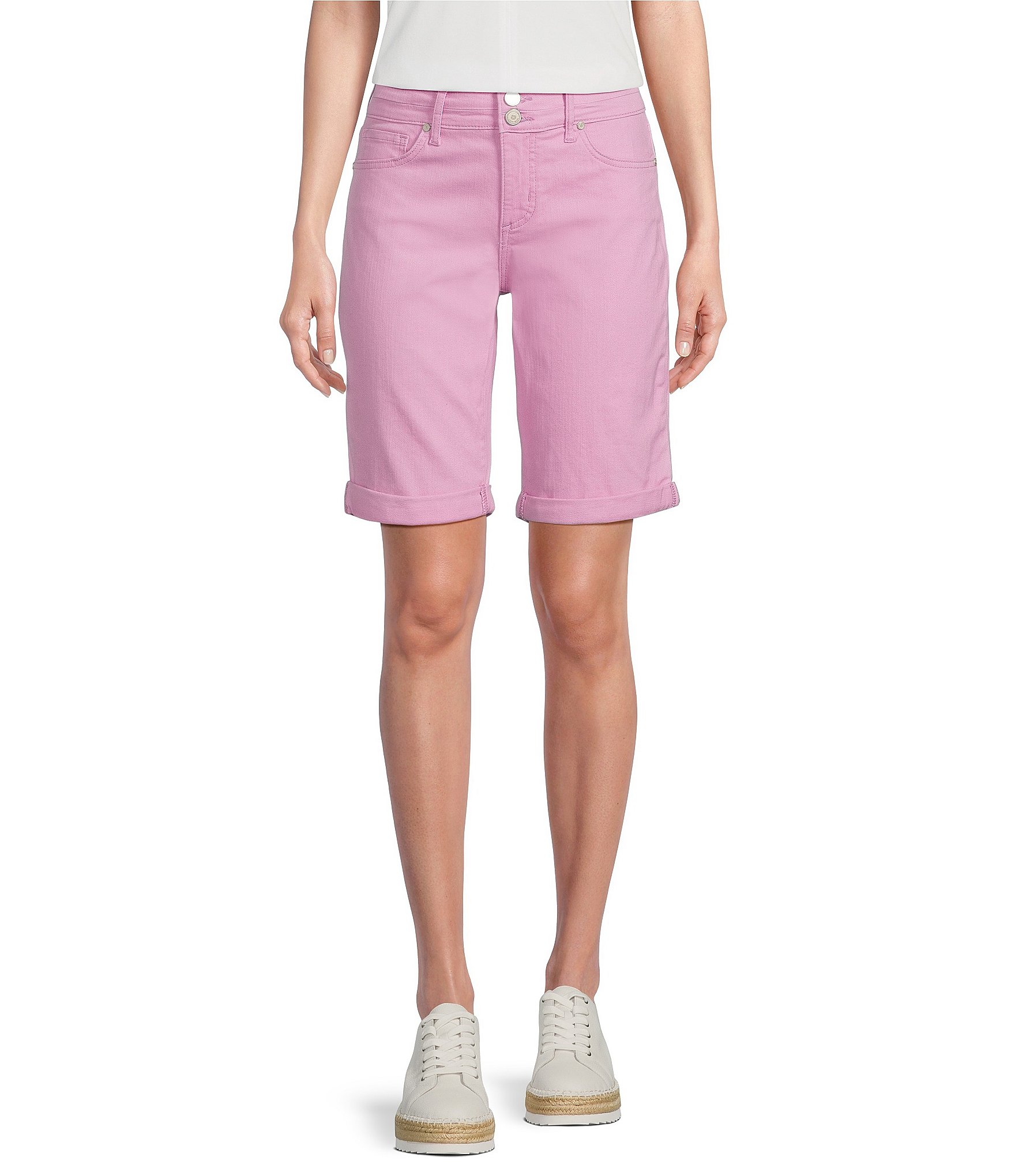 Code Bleu Petite Size Soho Stretch Denim Roll Cuff Hem Bermuda Shorts ...