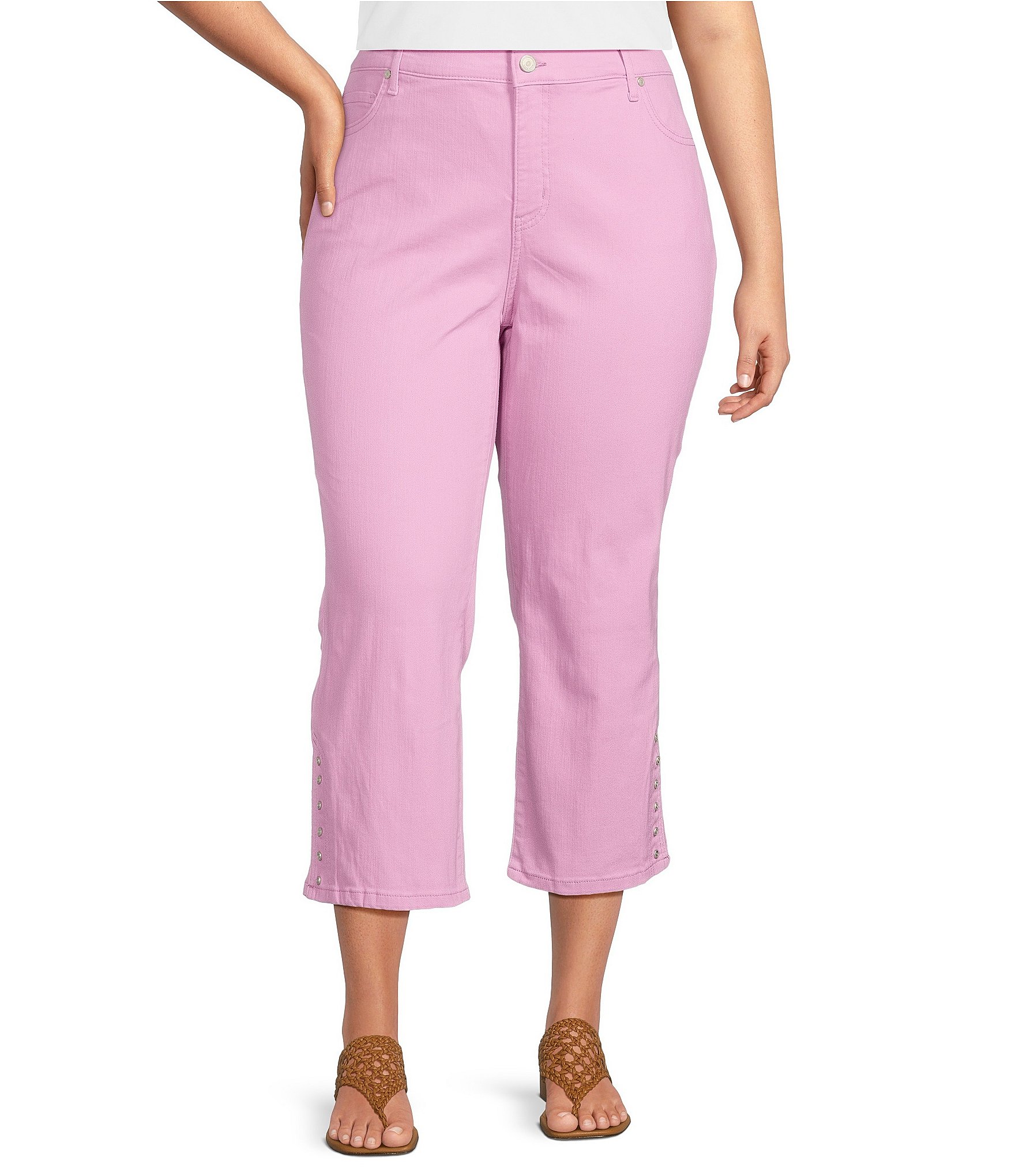 Code Bleu Plus Size Chelsea High-Rise Micro Snap Hem Capri Jeans ...