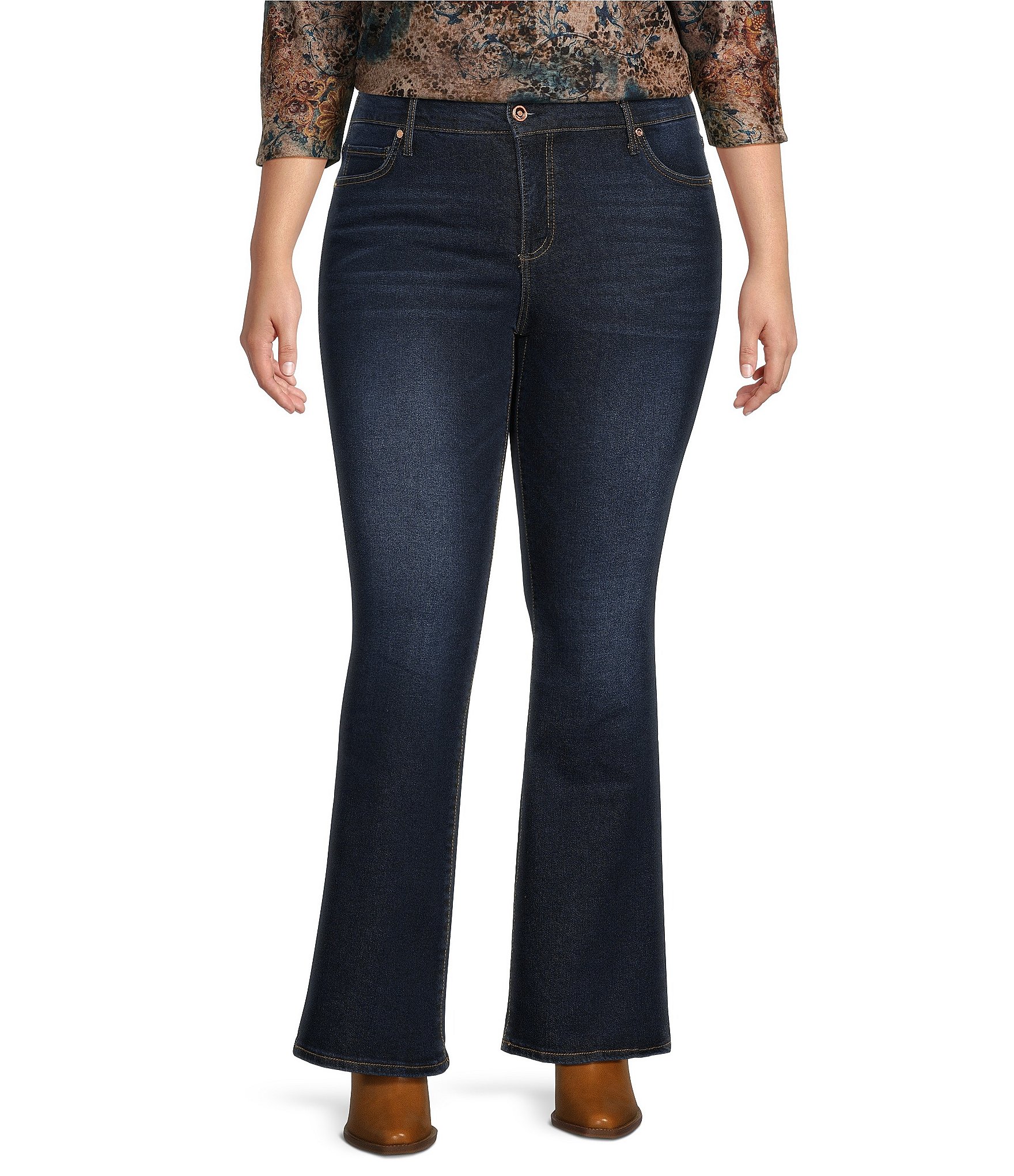 Code Bleu Plus Size Chelsea Stretch Boot Cut Leg Denim Jeans | Dillard's