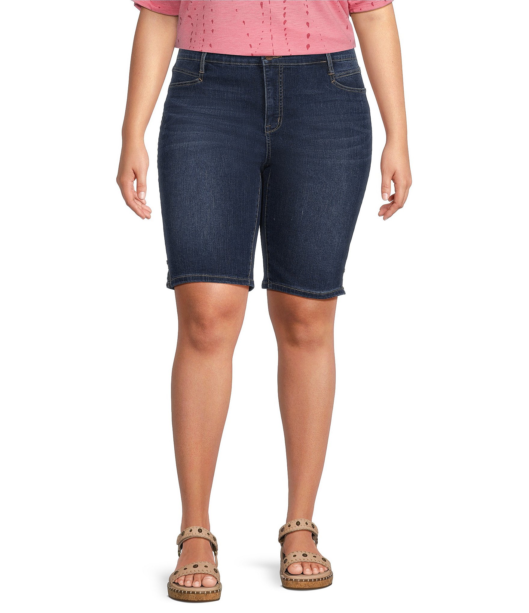 Code Bleu Plus Size Stretch Denim Bermuda Shorts | Dillard's