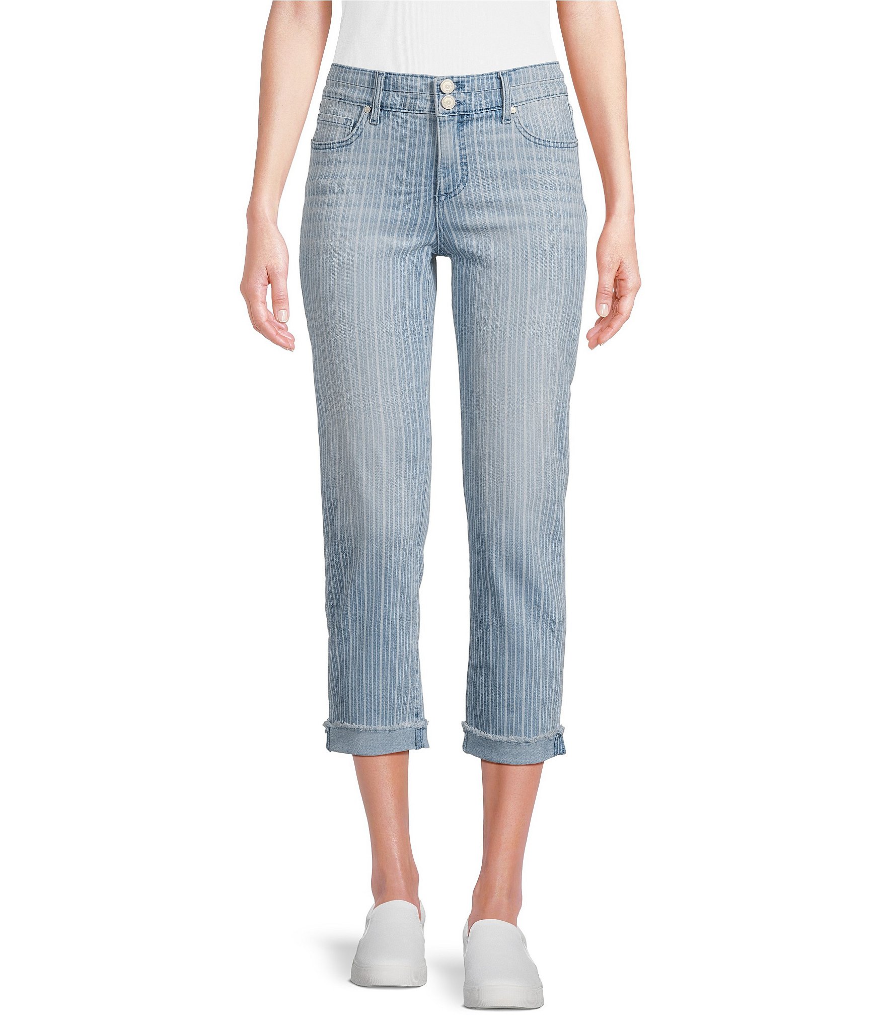 Code Bleu Soho Stretch Denim Stripe Print Mid Rise Capri Jeans | Dillard's