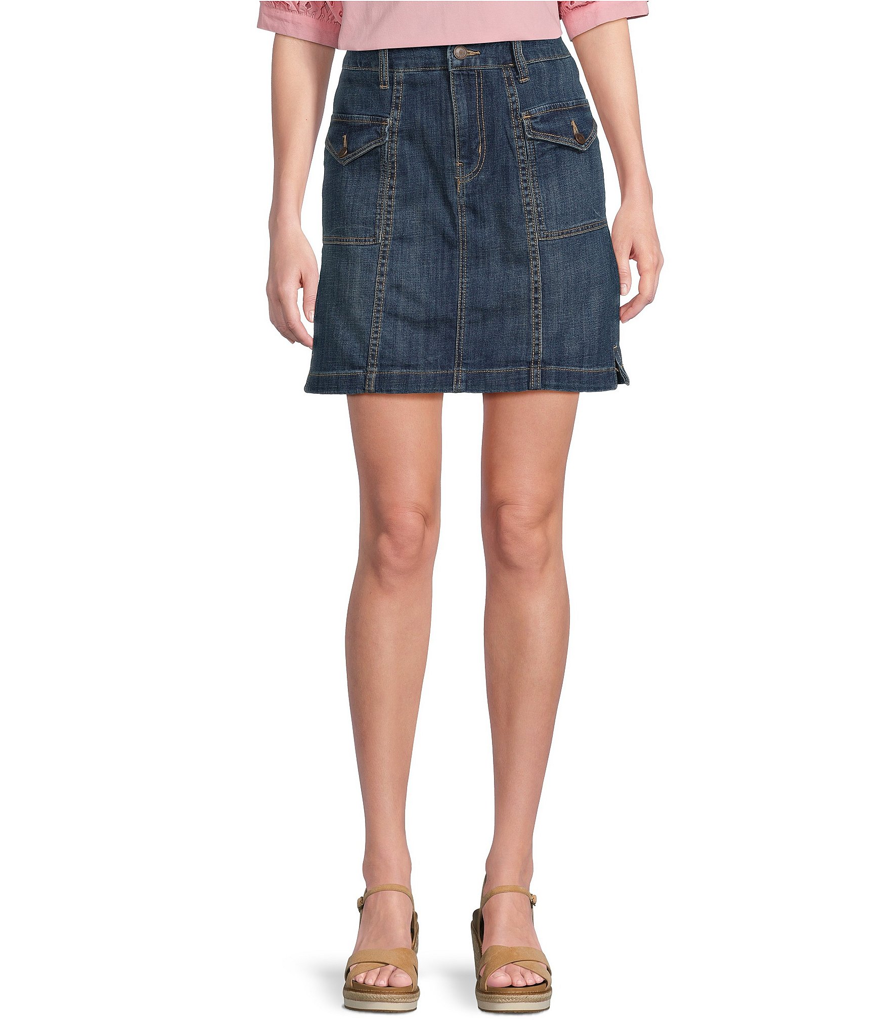 Code Bleu Stretch Denim Mid Rise Skort | Dillard's