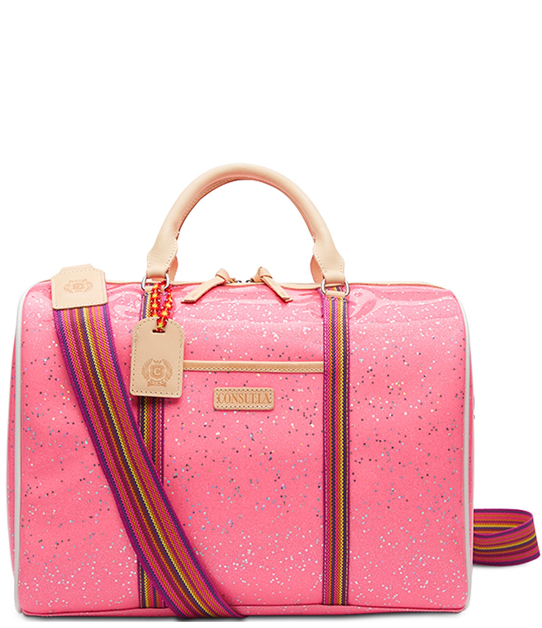 Consuela Summer Jetsetter Sparkly Neon Pink Star Glitter Duffel Bag | Dillard's