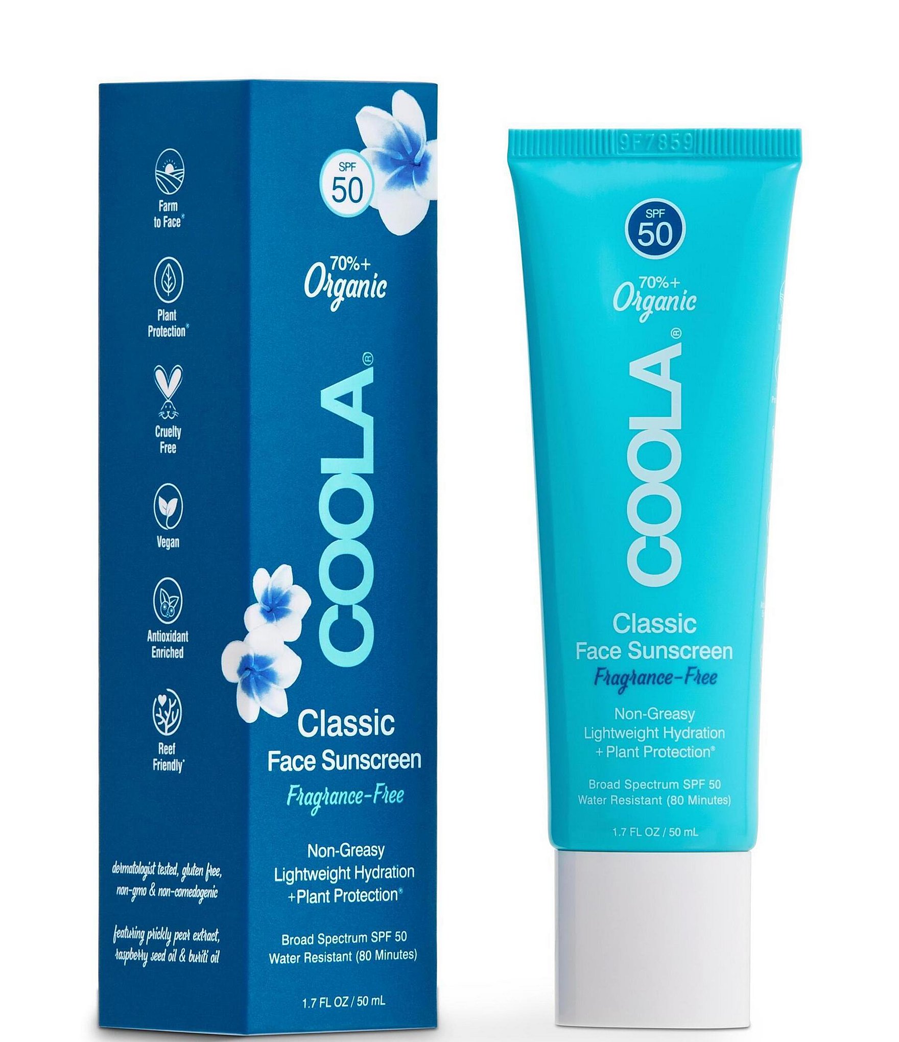Coola Classic Face Organic Sunscreen Lotion SPF 50 Fragrance-Free ...