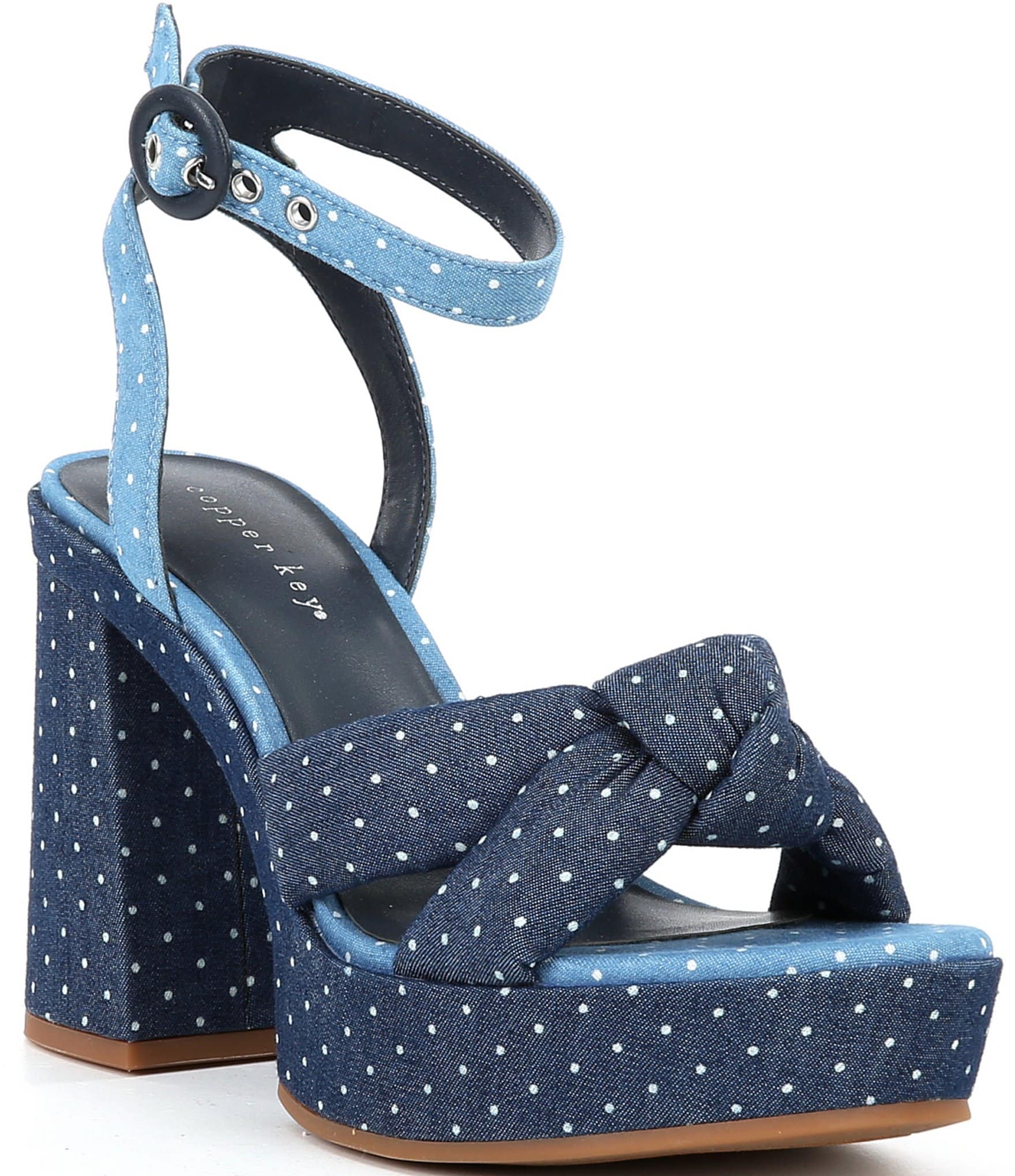Copper Key Beverly Polka Dot Knotted Platform Sandals | Dillard's
