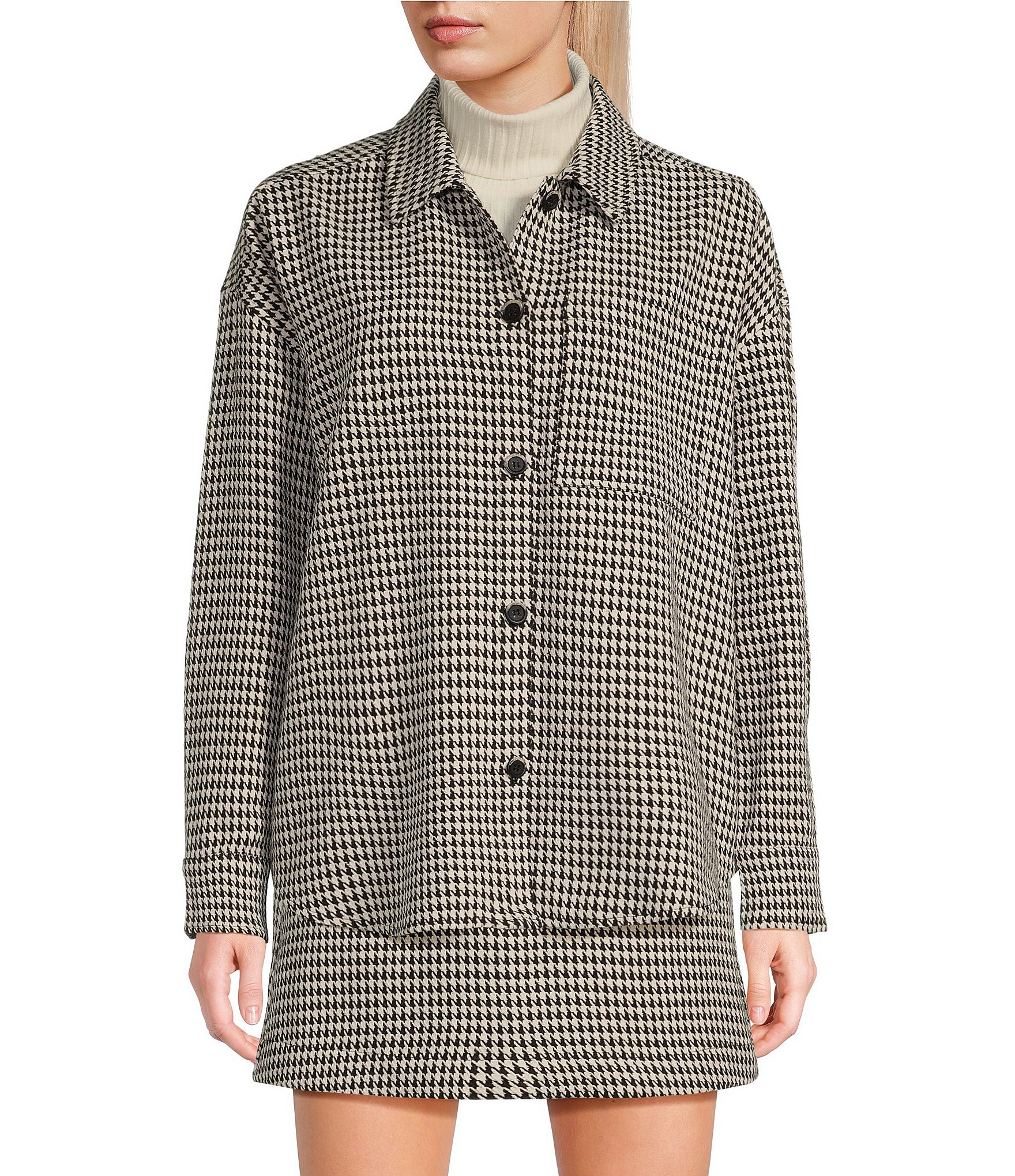 Copper Key Lurex Houndstooth Shacket | Dillard's