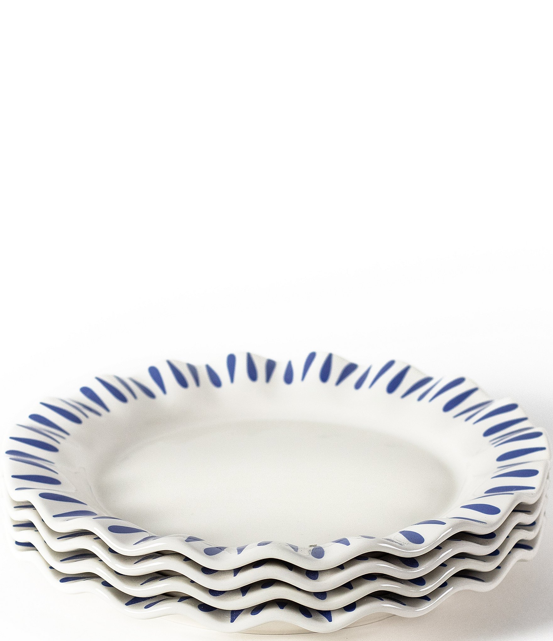 Coton Colors Iris Blue Drop Ruffle Dinner Plates, Set of 4 | Dillard's