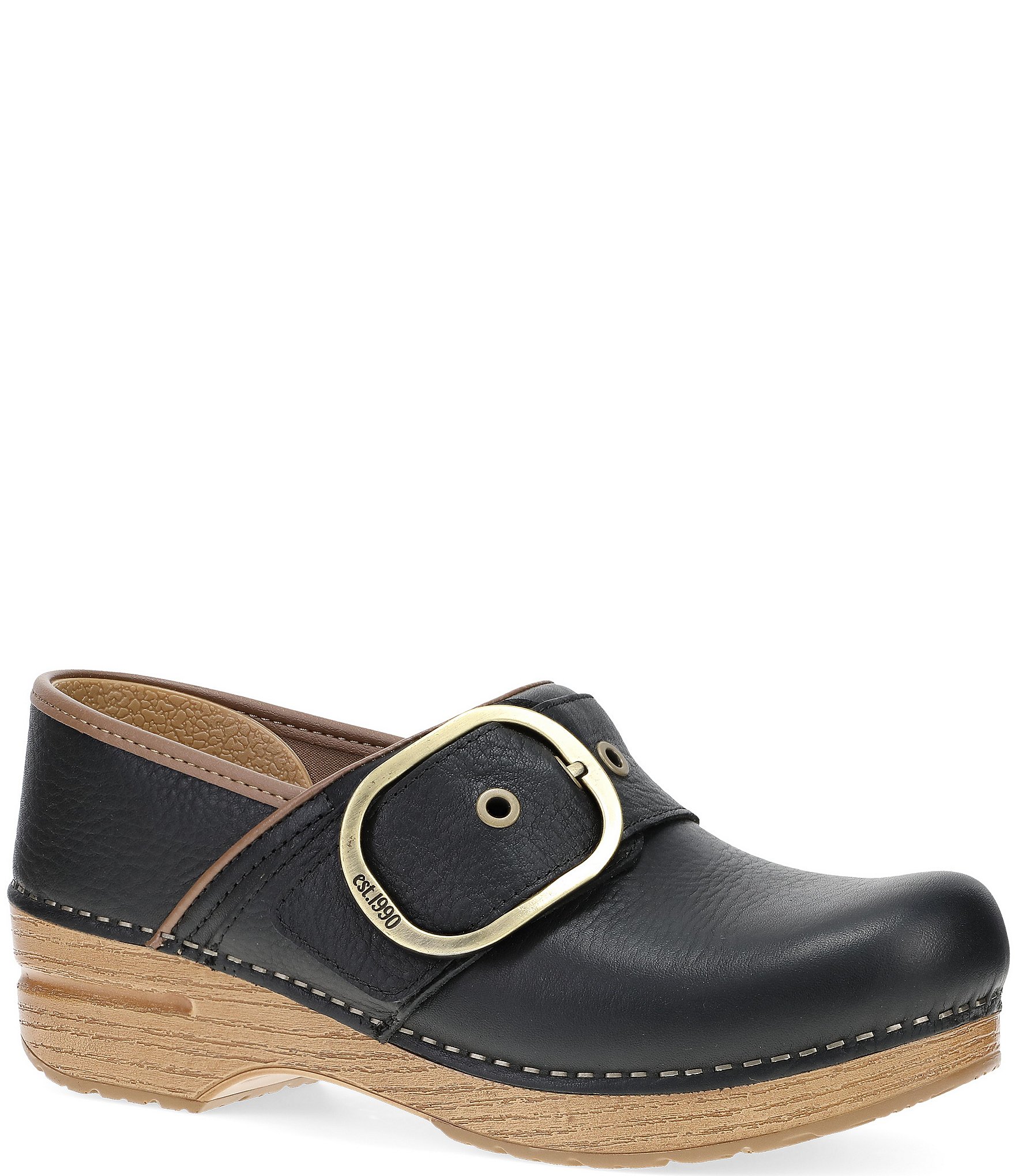 Dansko Pearson Leather Buckled Clogs | Dillard's