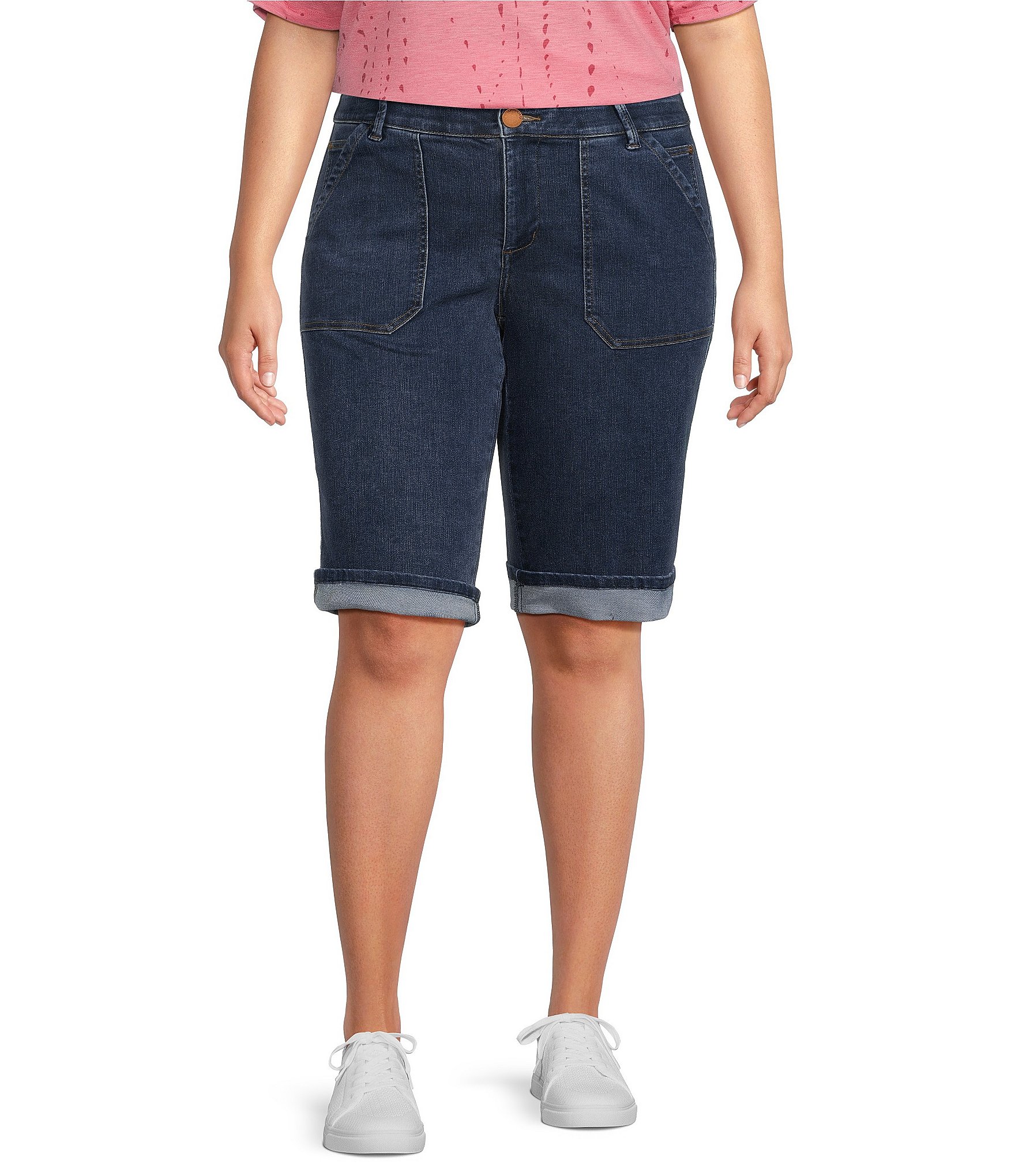 Democracy Plus Size "Ab"solution® High Rise Rolled Cuff Bermuda Shorts ...