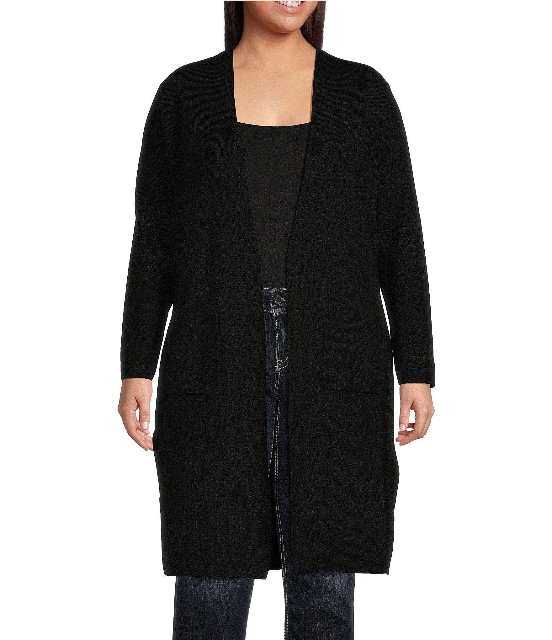 Dex Clothing Plus Long Sleeve Open-Front Long Cardigan | Dillard's