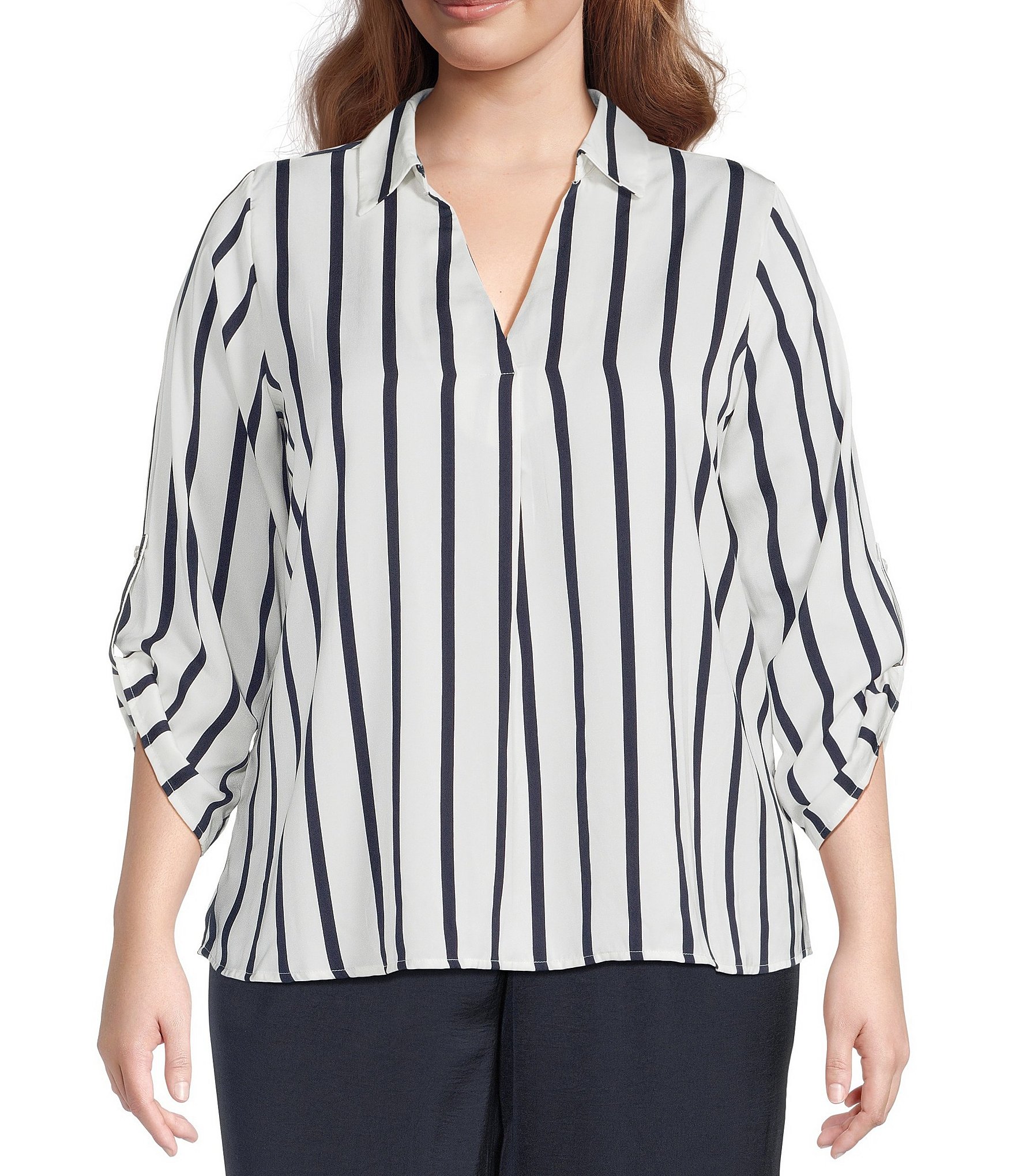 Dex Plus Flowy Satin Blouse | Dillard's