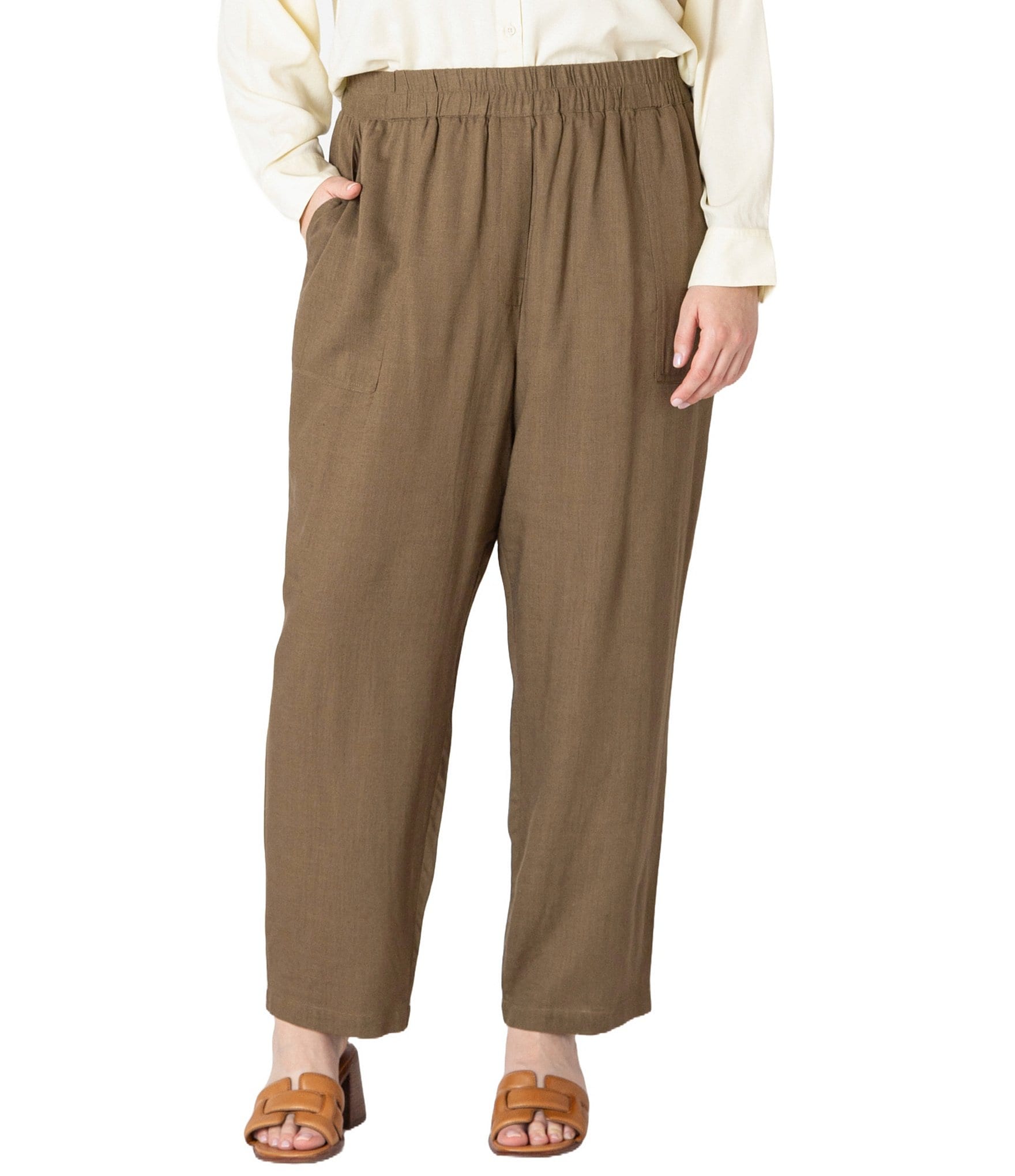 Dex Plus Straight Leg Linen Blend Pants | Dillard's