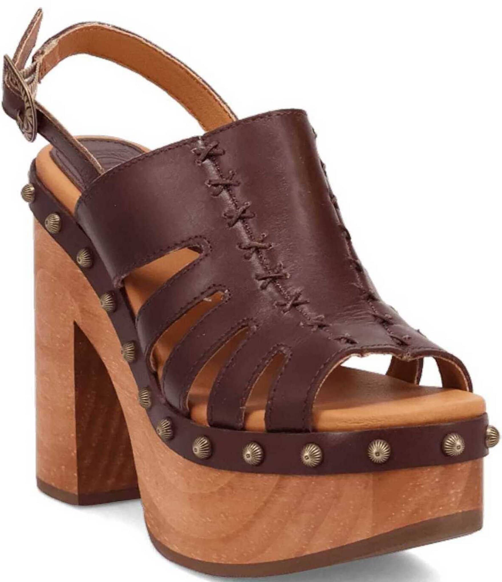 Dingo Gema Leather Studded Slingback Platform Sandals | Dillard's
