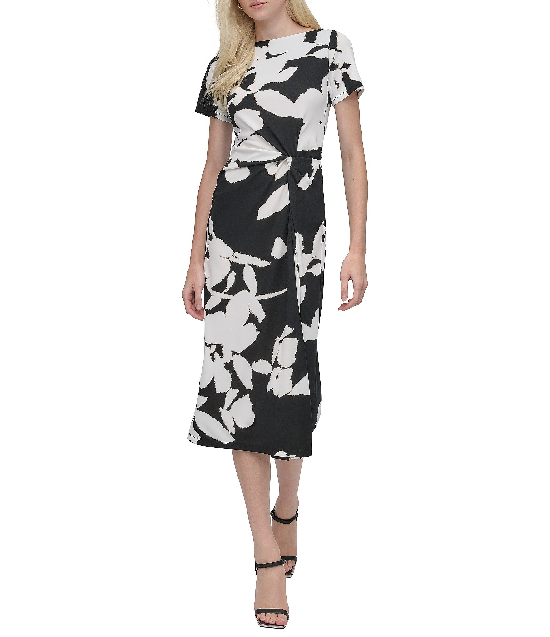 DKNY by Donna Karan Petite Size Short Sleeve Twisted Midi Dress | Dillard's DKNY by Donna Karan Petite Size Short Sleeve Twisted Midi Dress | Dillard's