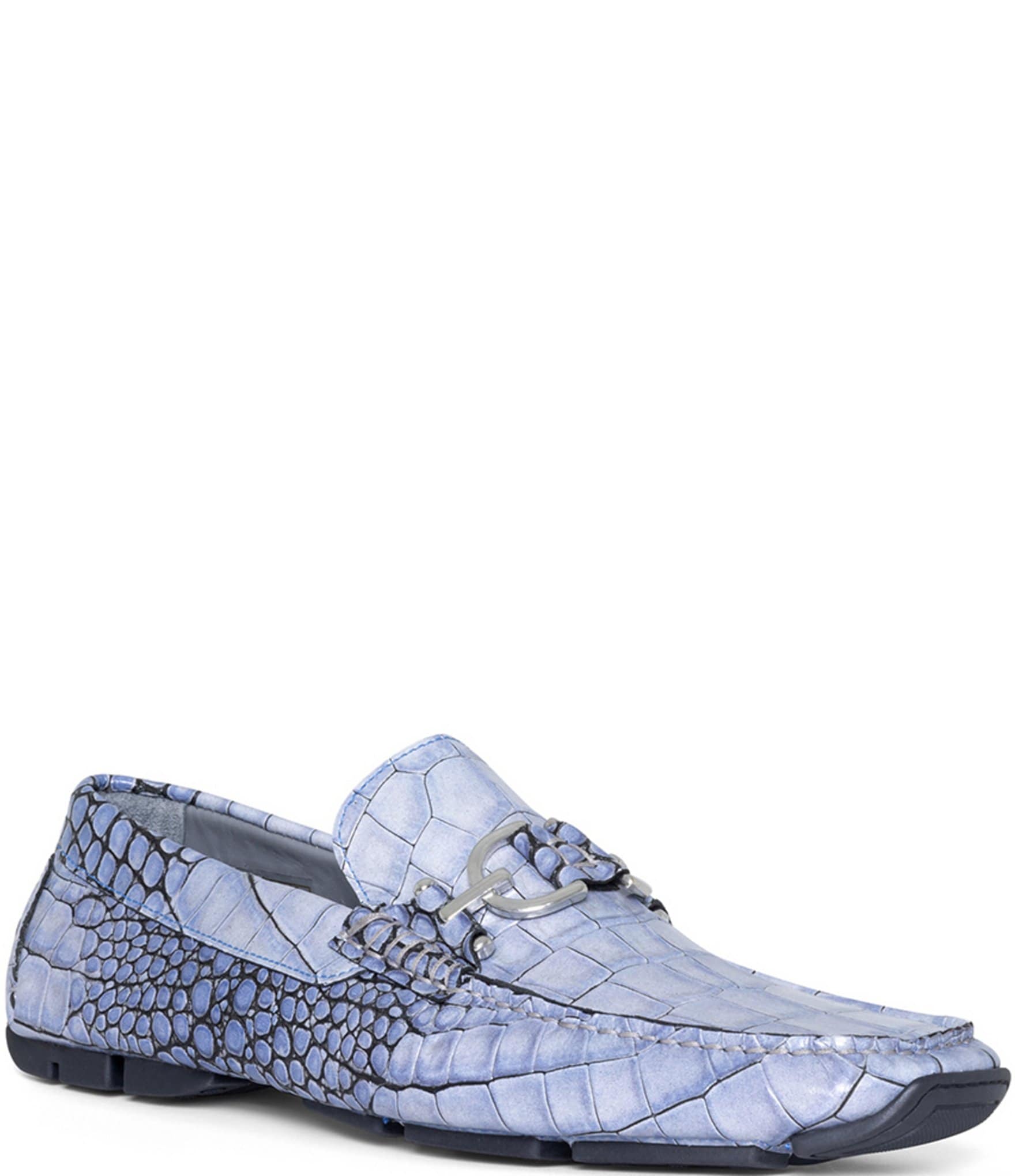 Donald Pliner Men's Dacio Bit Buckle Crocodile Print Leather Drivers ...