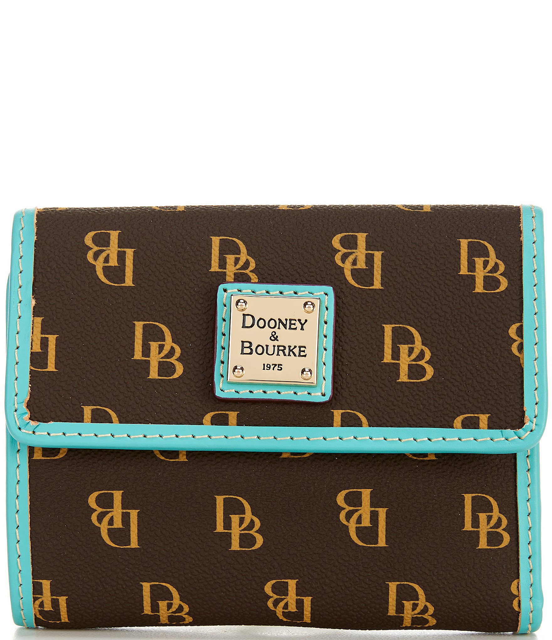 Dooney & Bourke Blakely Signature Logo Small Flap Contrast Trim Wallet ...