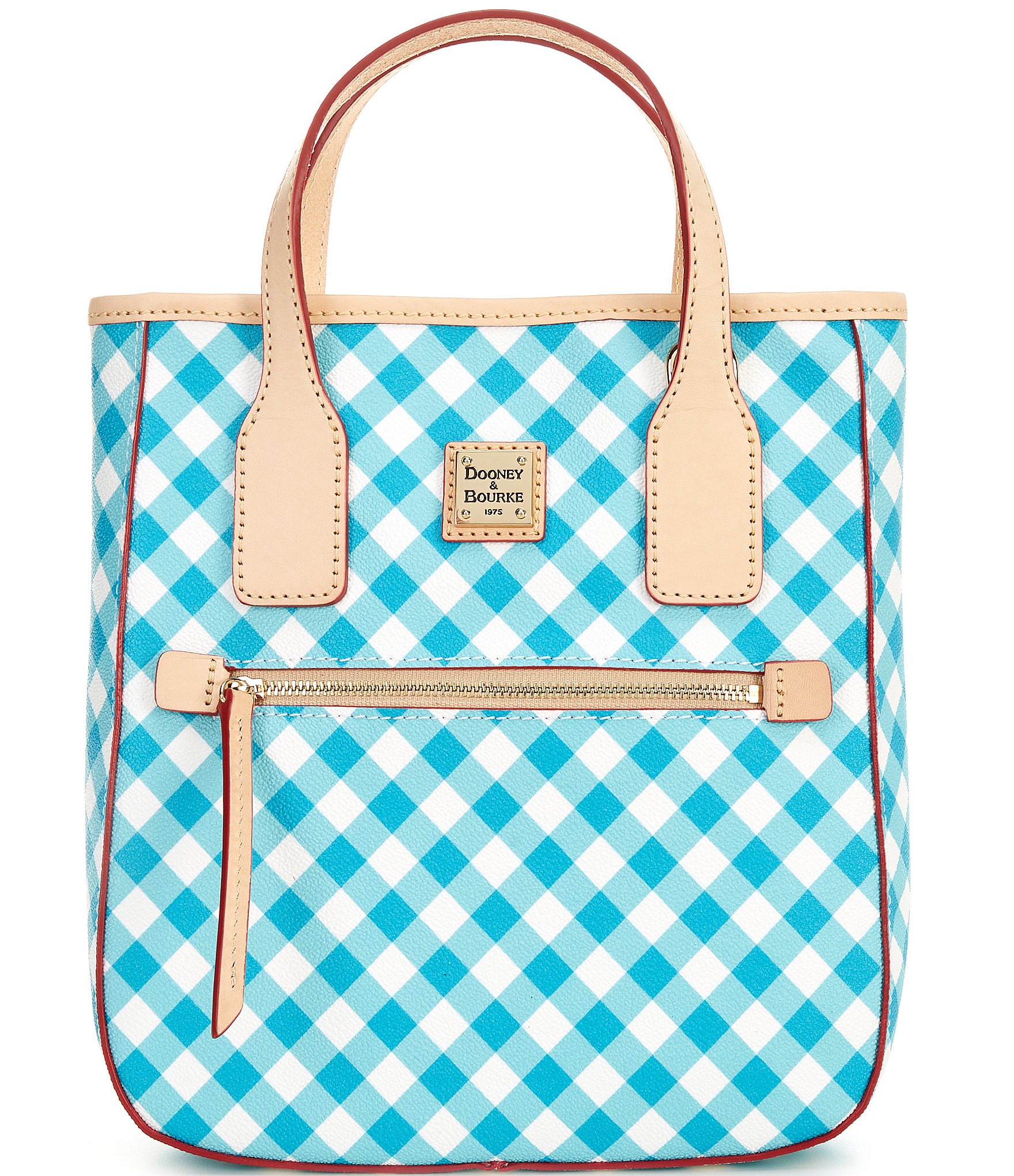 Dooney & Bourke Gingham Small Handle Contrast Trim Tote Bag | Dillard's