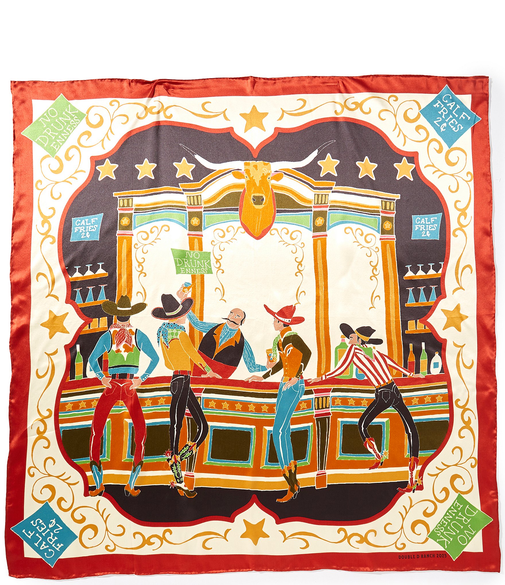 Double D Ranch Bar Room Buddies Silk Scarf | Dillard's