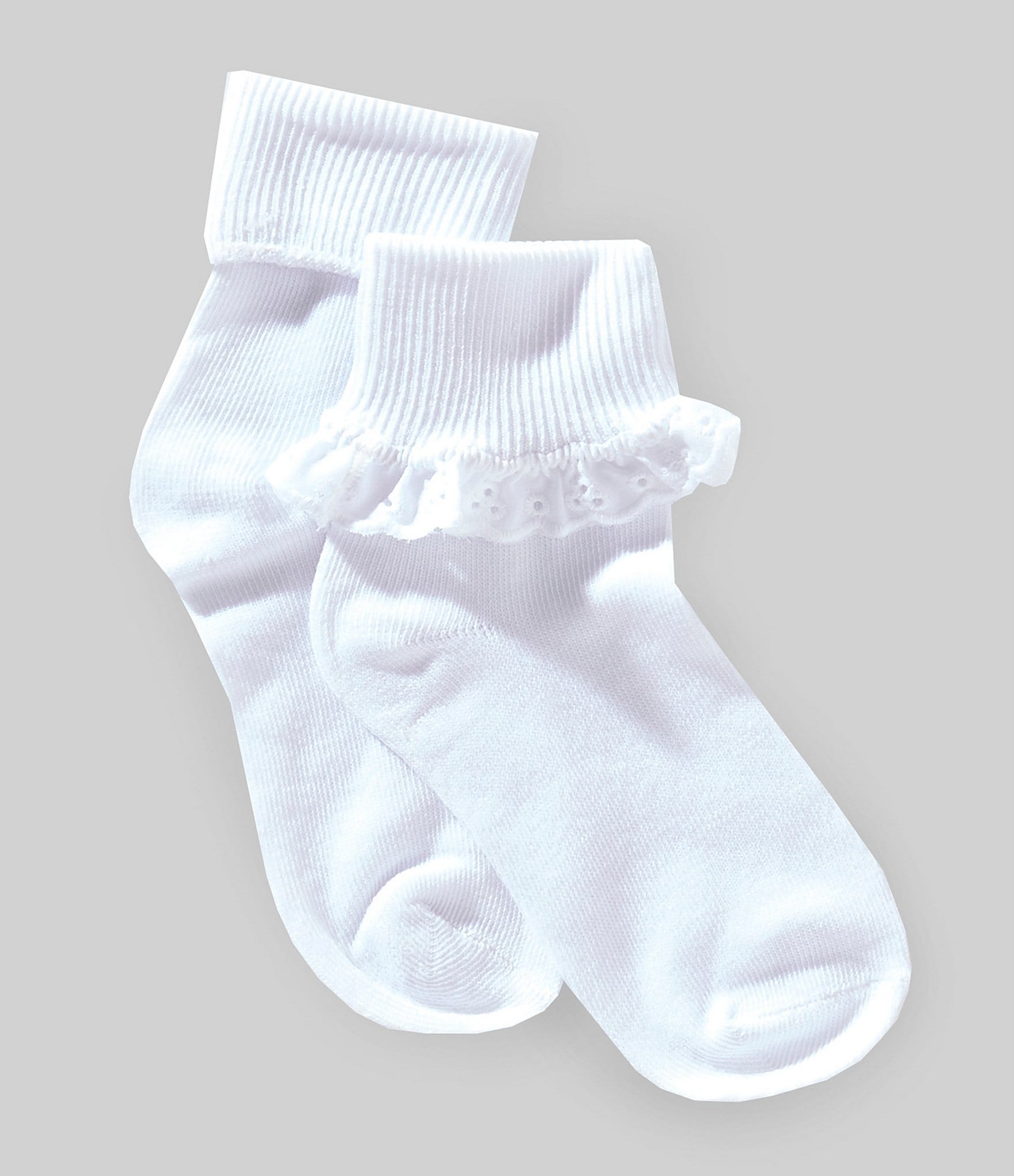 Edgehill Collection Little Girls Fold Over Eyelet Socks 2-Pack | Dillard's