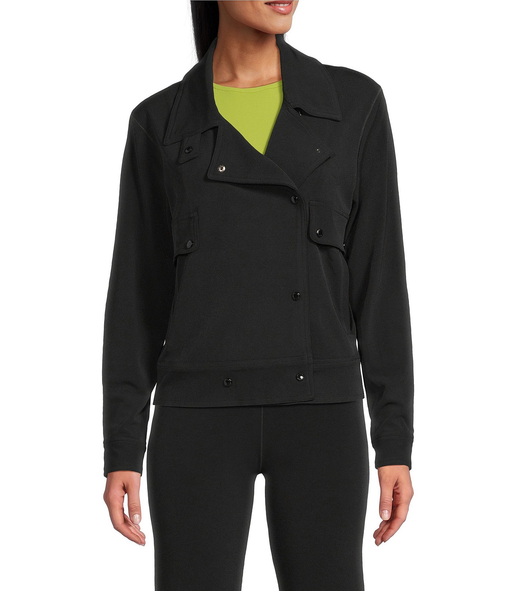 Eva Varro Notch Lapel Long Sleeve Double-Breasted Pilot Jacket | Dillard's